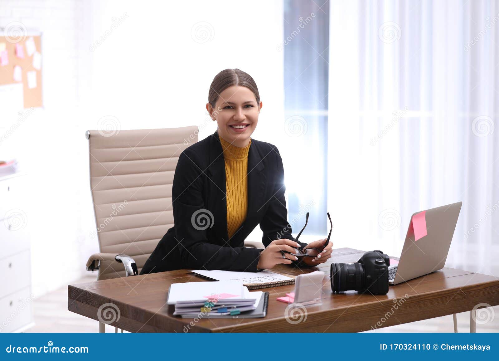 Young Journalist Working at Table Stock Photo - Image of journalism ...