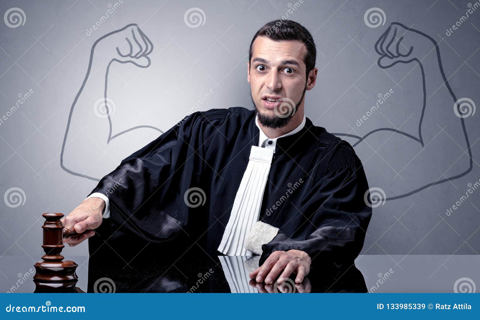 Brawny Judge Making Decision Stock Image - Image of glasses, grey ...
