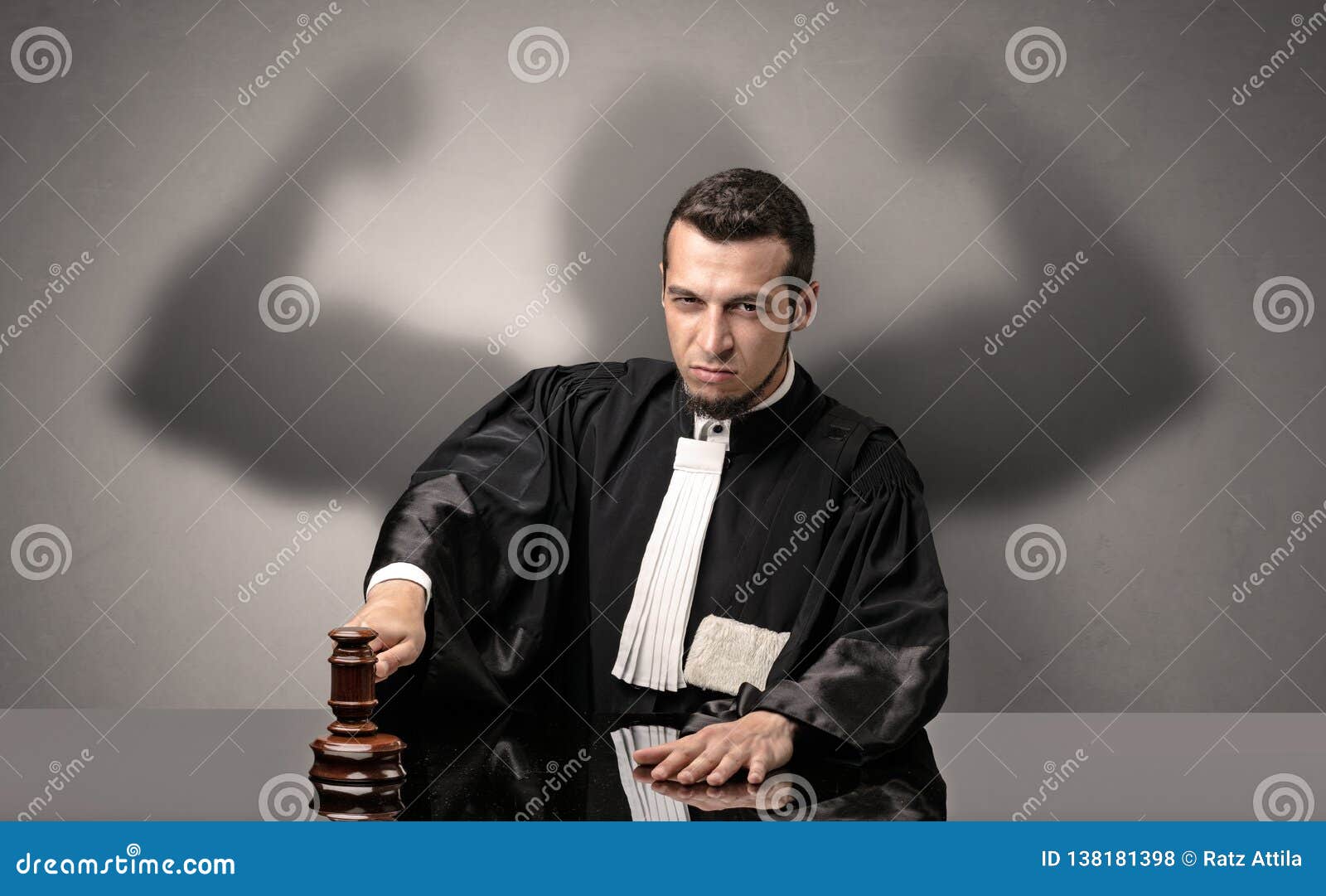 Brawny Judge Making Decision Stock Photo - Image of courtroom, glasses ...
