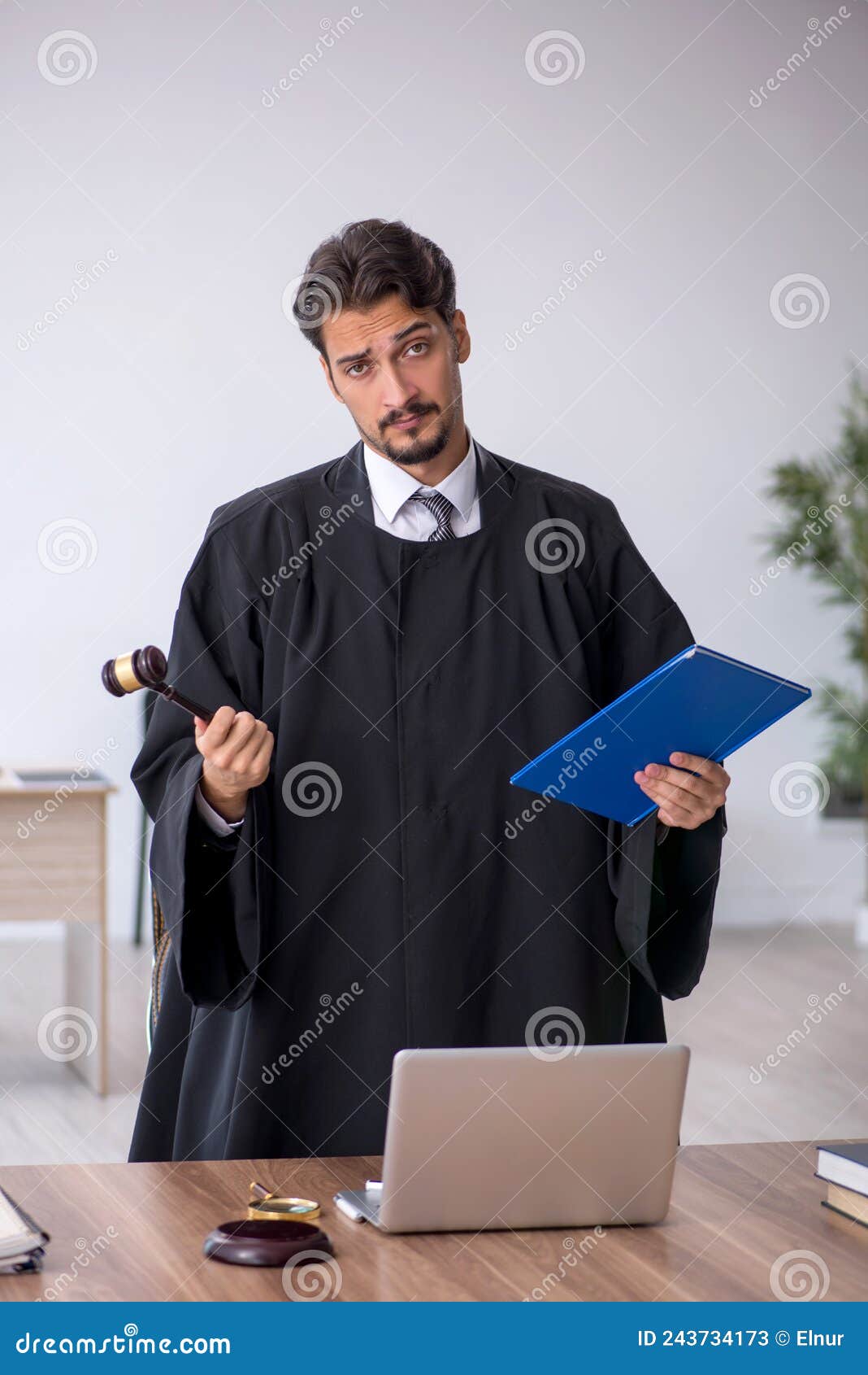 Young Male Judge Working in the Courthouse Stock Image - Image of ...