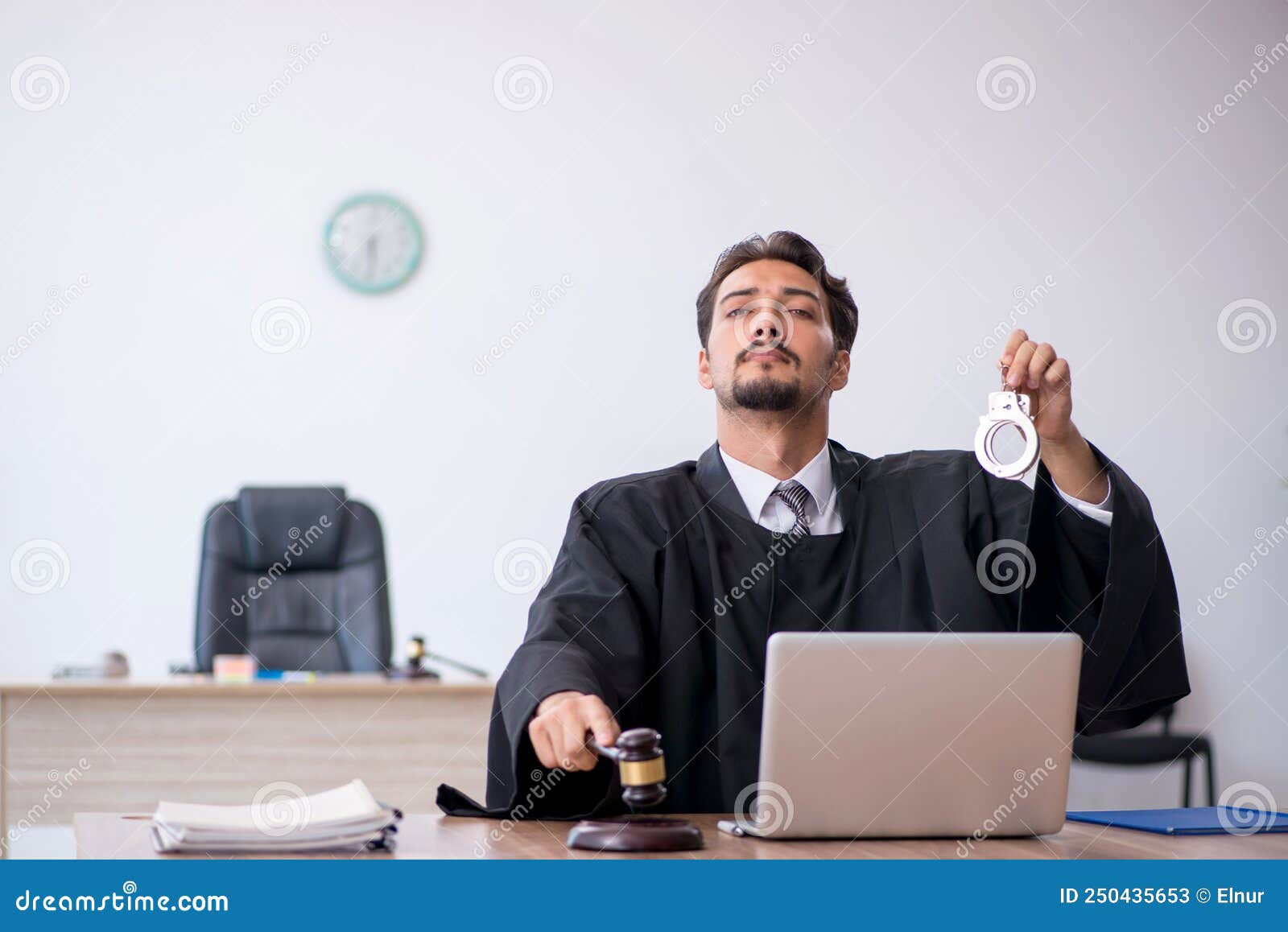 Young Male Judge Working in the Courthouse Stock Image - Image of ...