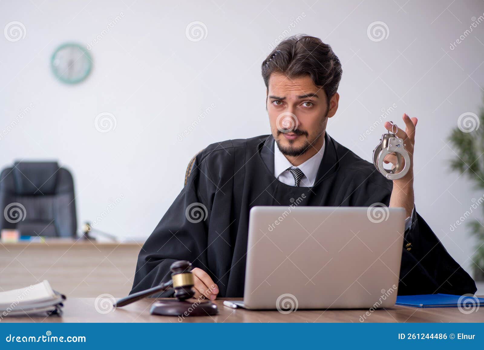 Young Male Judge Working in the Courthouse Stock Photo - Image of gown ...