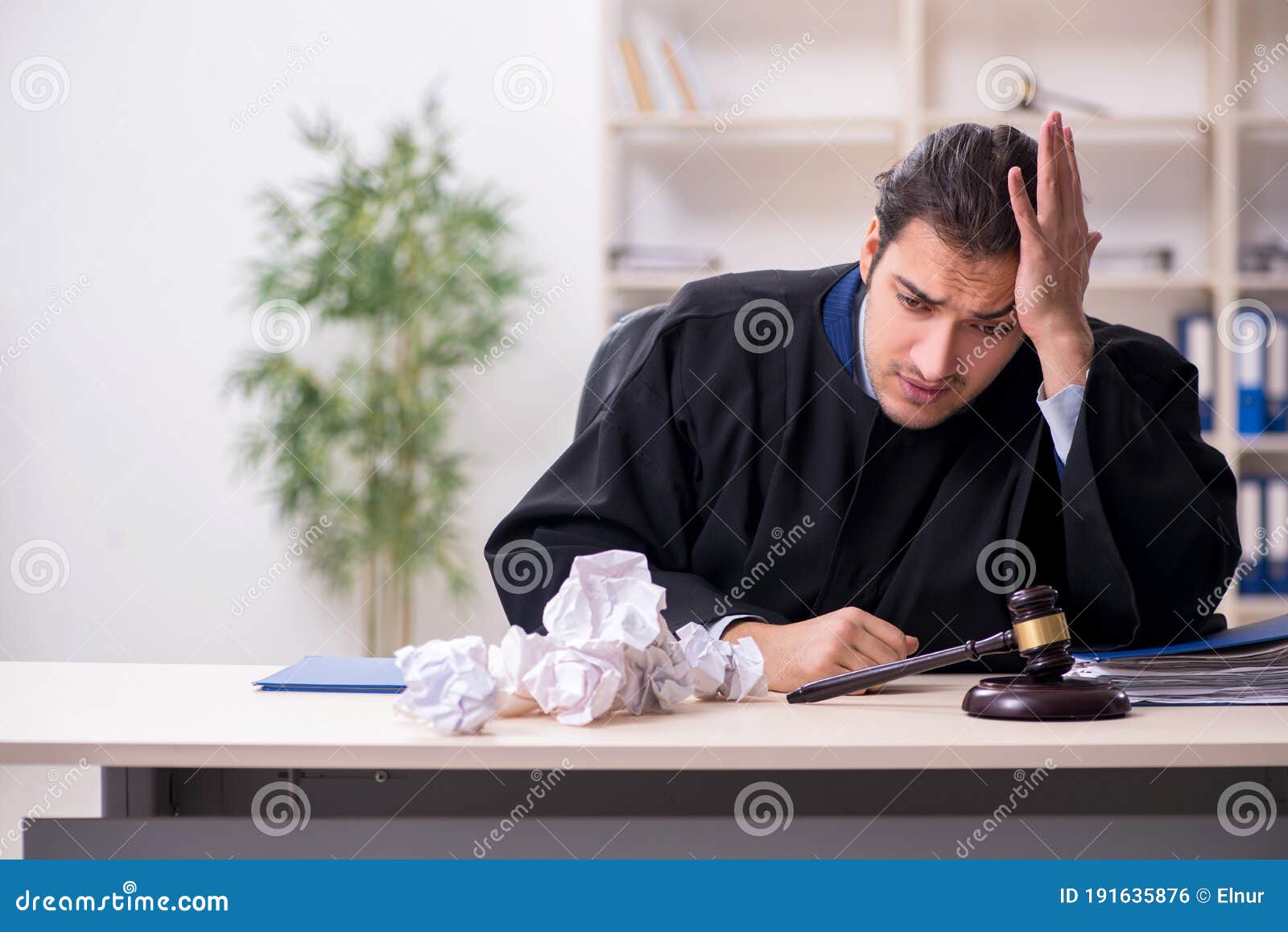 Young Male Judge Working in Courthouse Stock Photo - Image of ...
