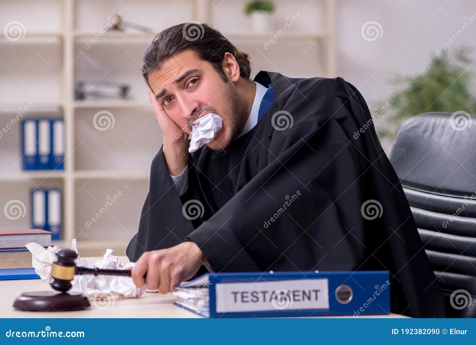 Young Male Judge Working in Courthouse Stock Photo - Image of eating ...