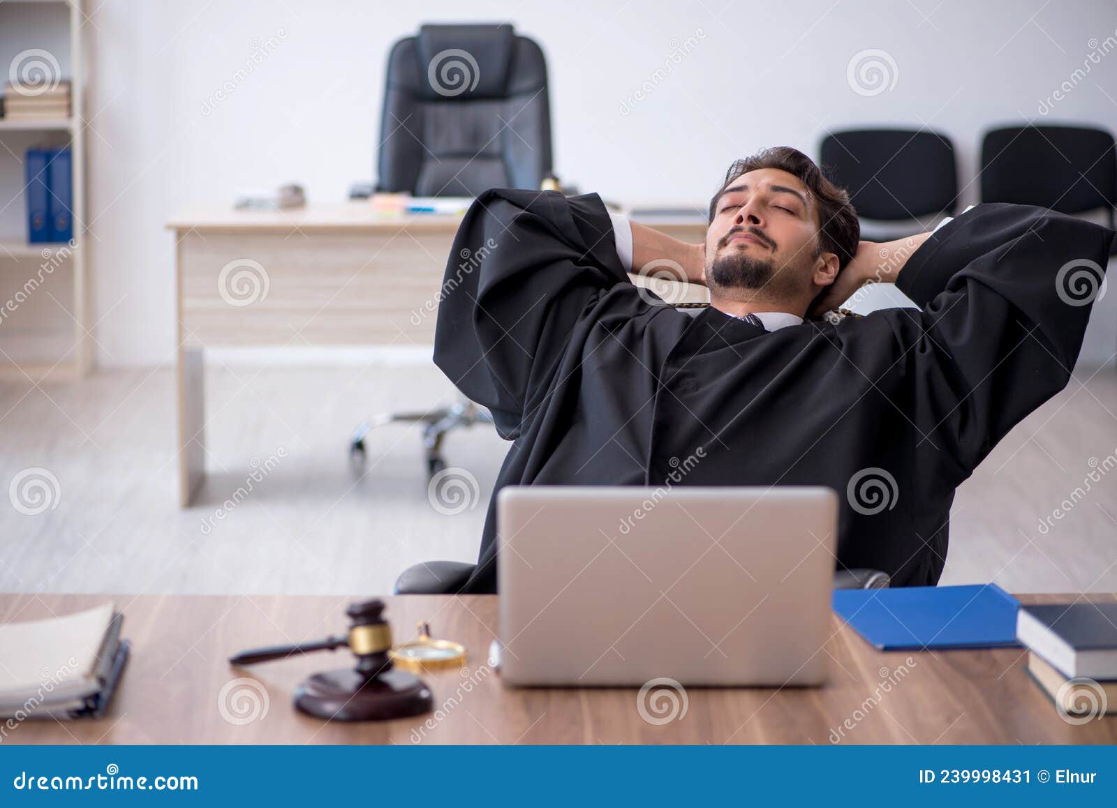 Young Male Judge Working in the Courthouse Stock Image - Image of ...