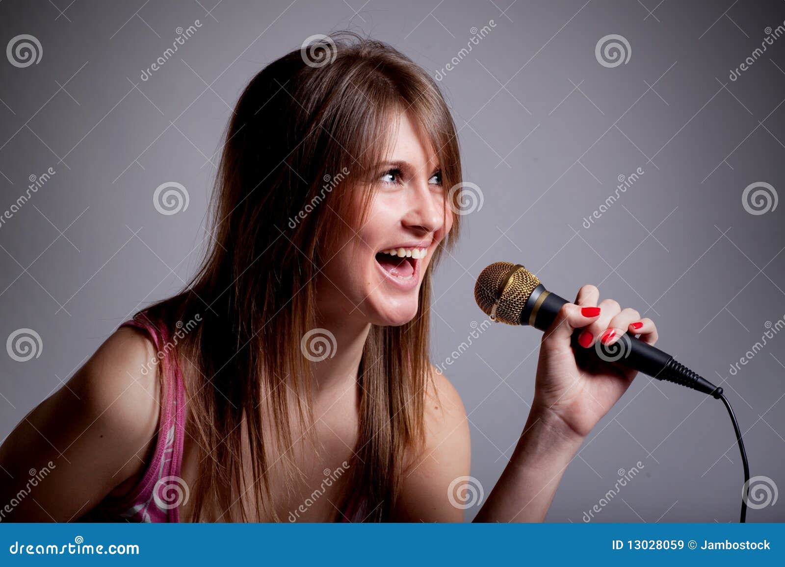 Young karaoke girls stock image. Image of performer, micro - 13028059