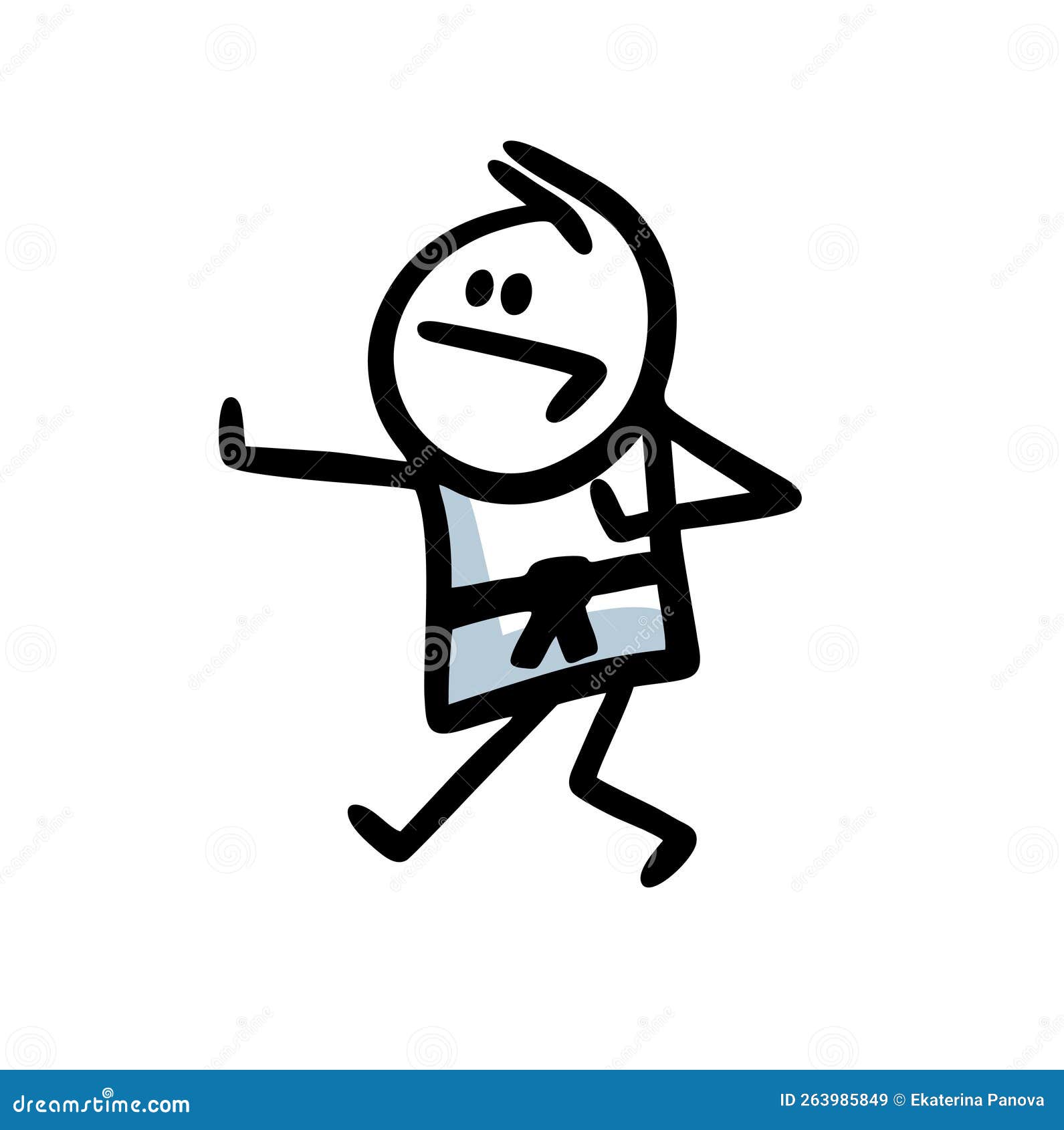 Karate Man Does Kick Exercise. Martial Arts. Hand Drawn. Stickman ...