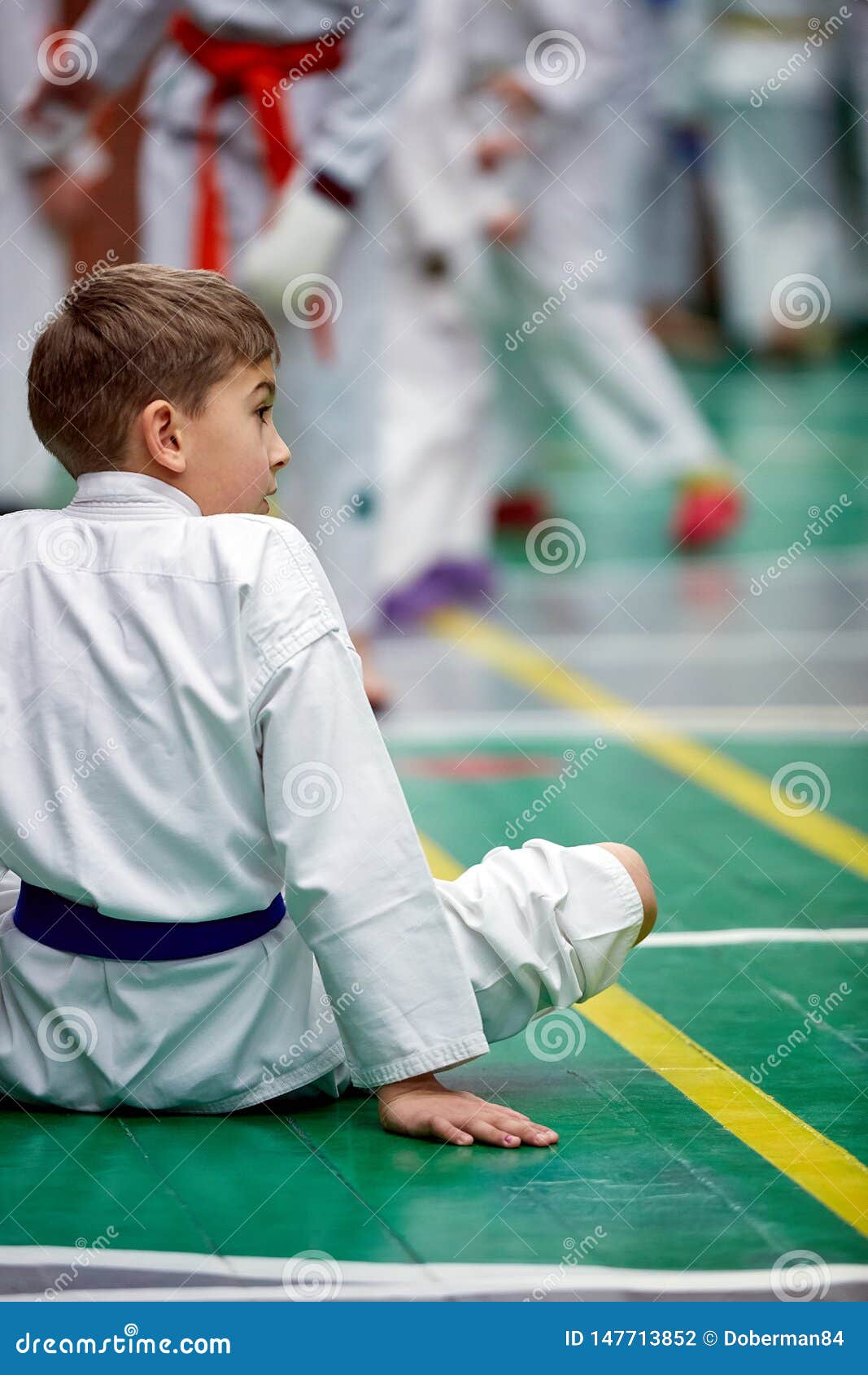 Young Karate Boy Warming Up in a Kimono Stock Photo - Image of martial ...