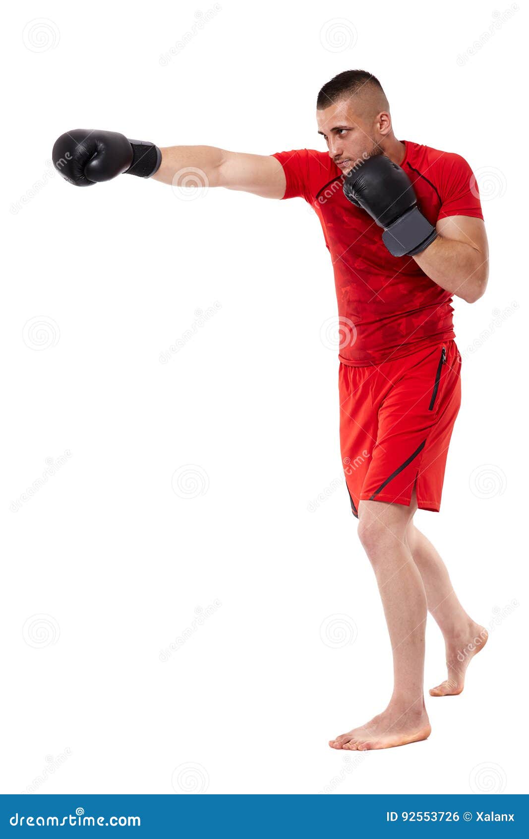 Young Kickbox Fighter on White Stock Photo - Image of foot, martial ...