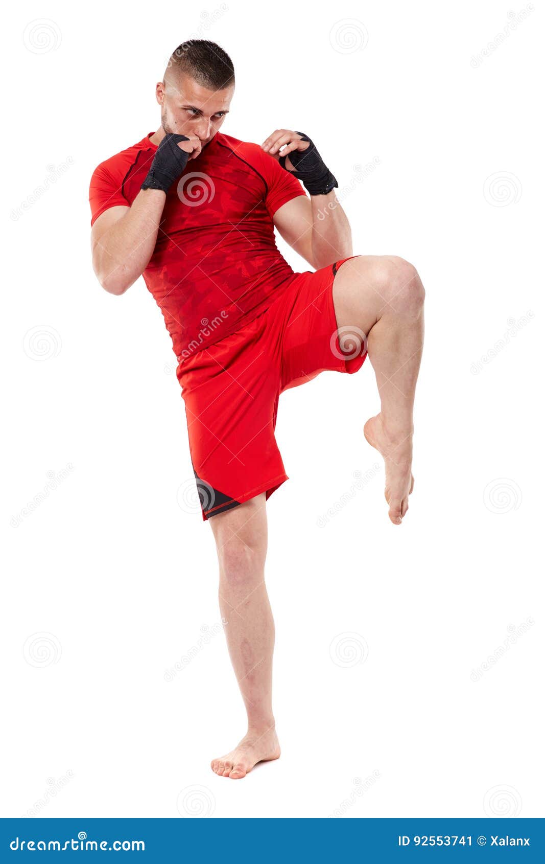 Young Kickbox Fighter on White Stock Image - Image of boxer, fighter ...