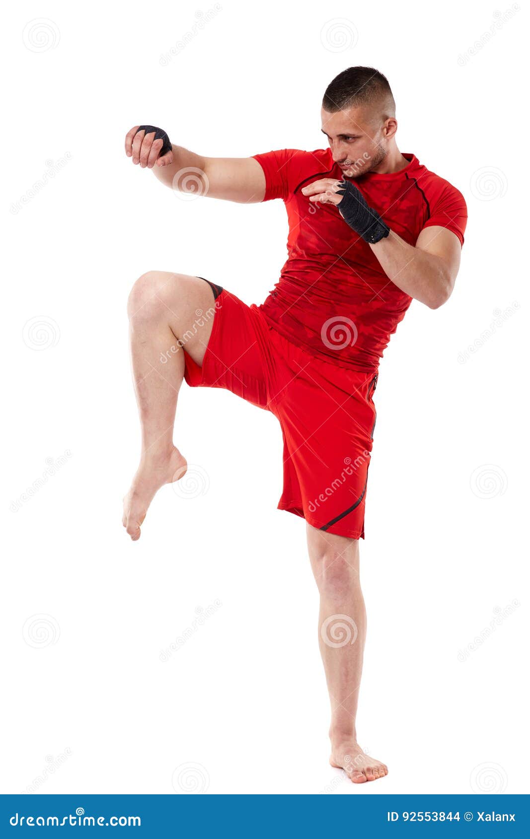 Young Kickbox Fighter on White Stock Photo - Image of muay, karate ...