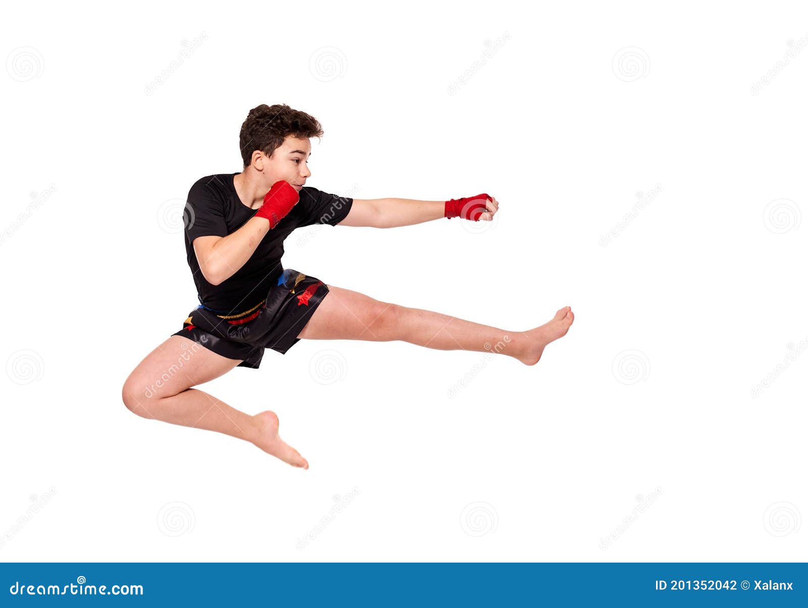 Kickboxer Training Isolated on White Stock Photo - Image of active ...