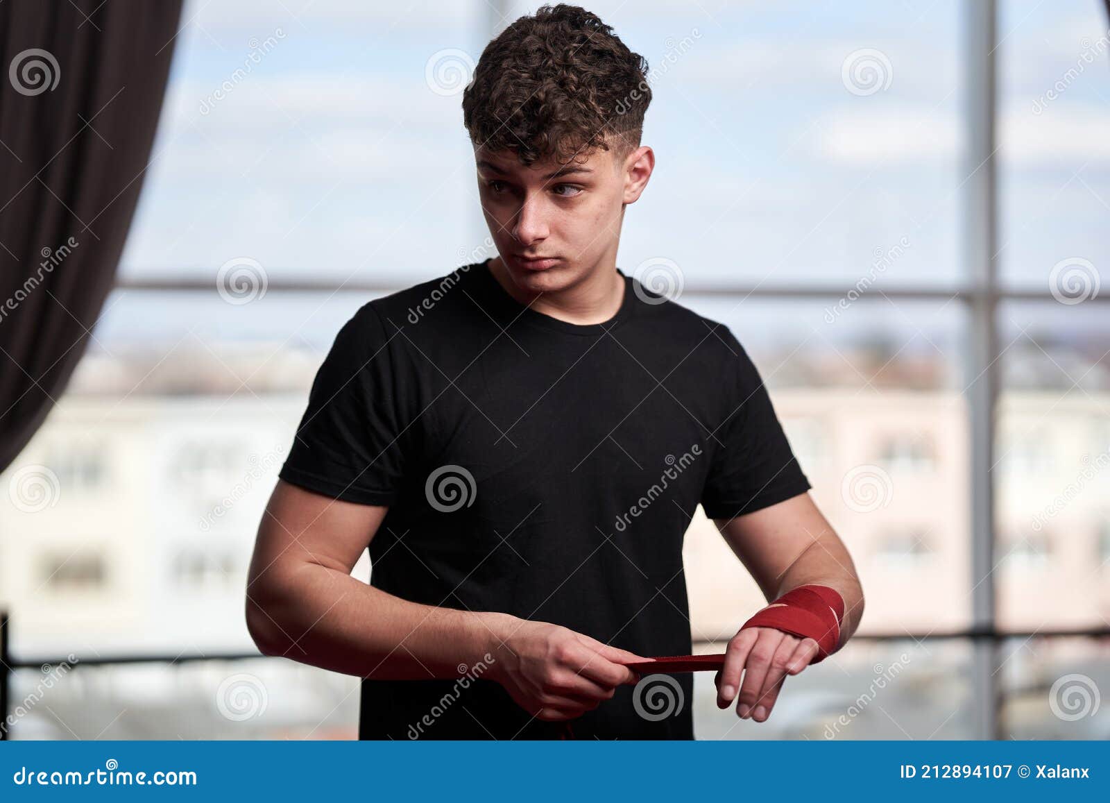 Young Kickboxer Wrapping His Hands Stock Image - Image of hands, bands ...