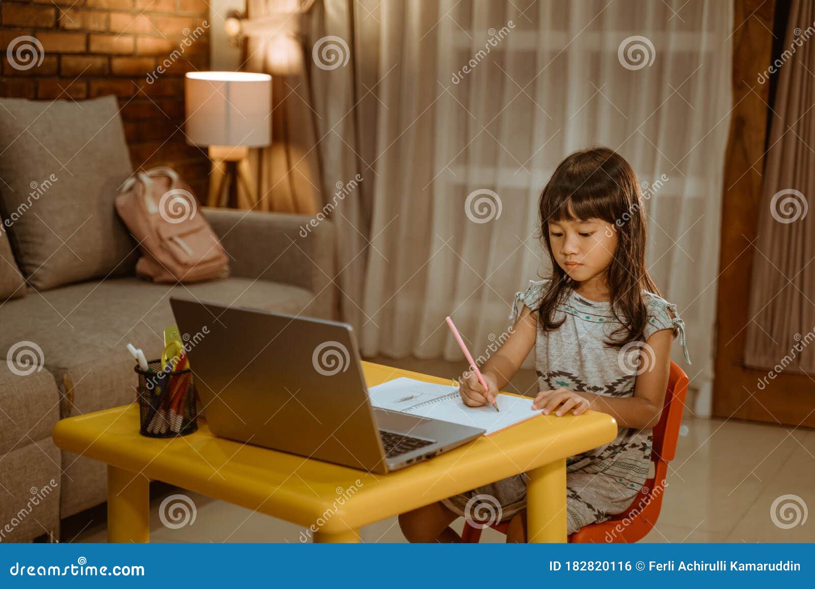 Young Kid Learning by Using Laptop Stock Photo - Image of self, pupil ...