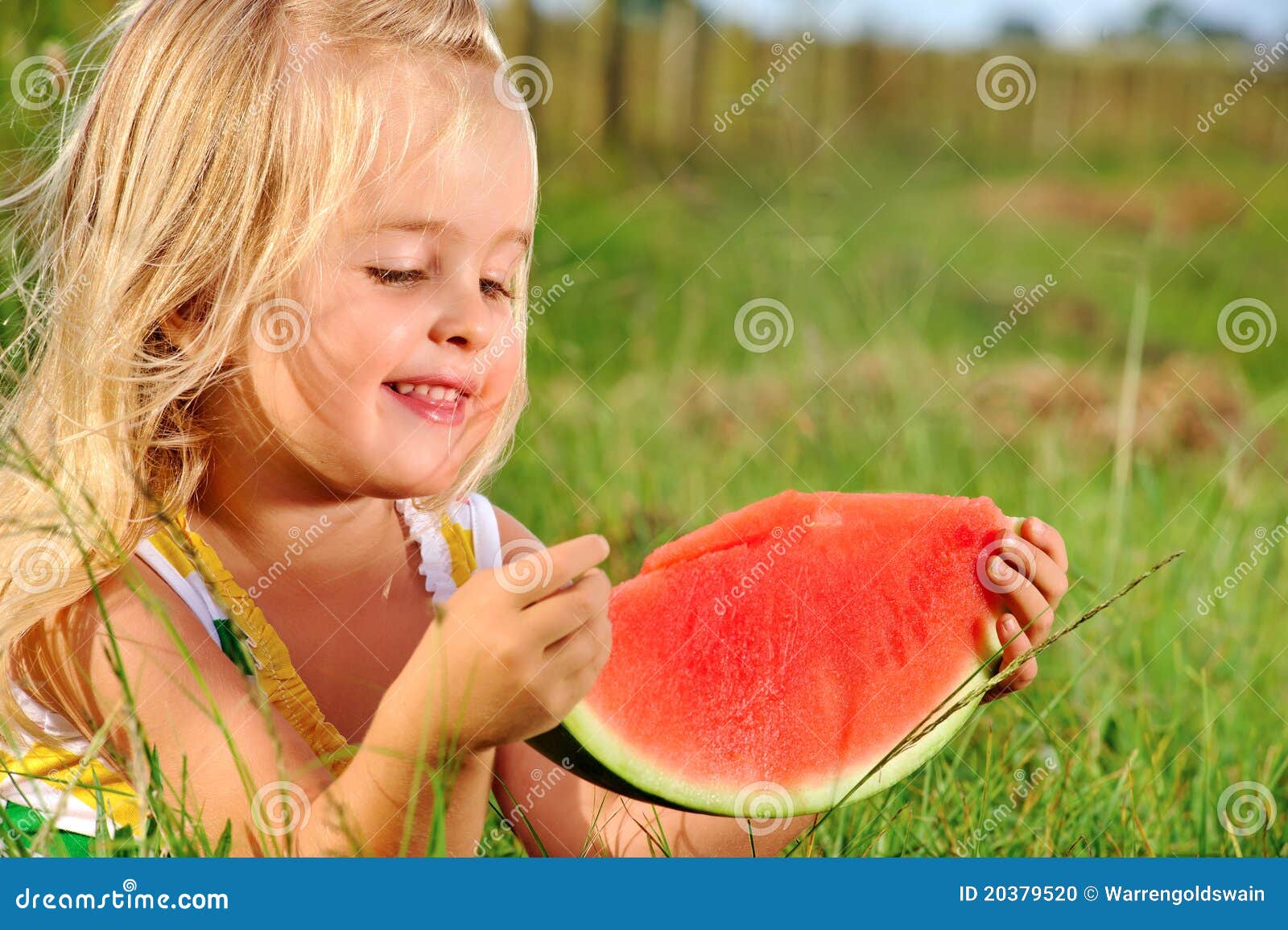 Young Kid with Watermelon Outdoors Stock Photo - Image of child, little ...
