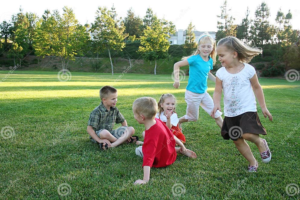 Young Kids Playing and Running Stock Image - Image of casual, choice ...