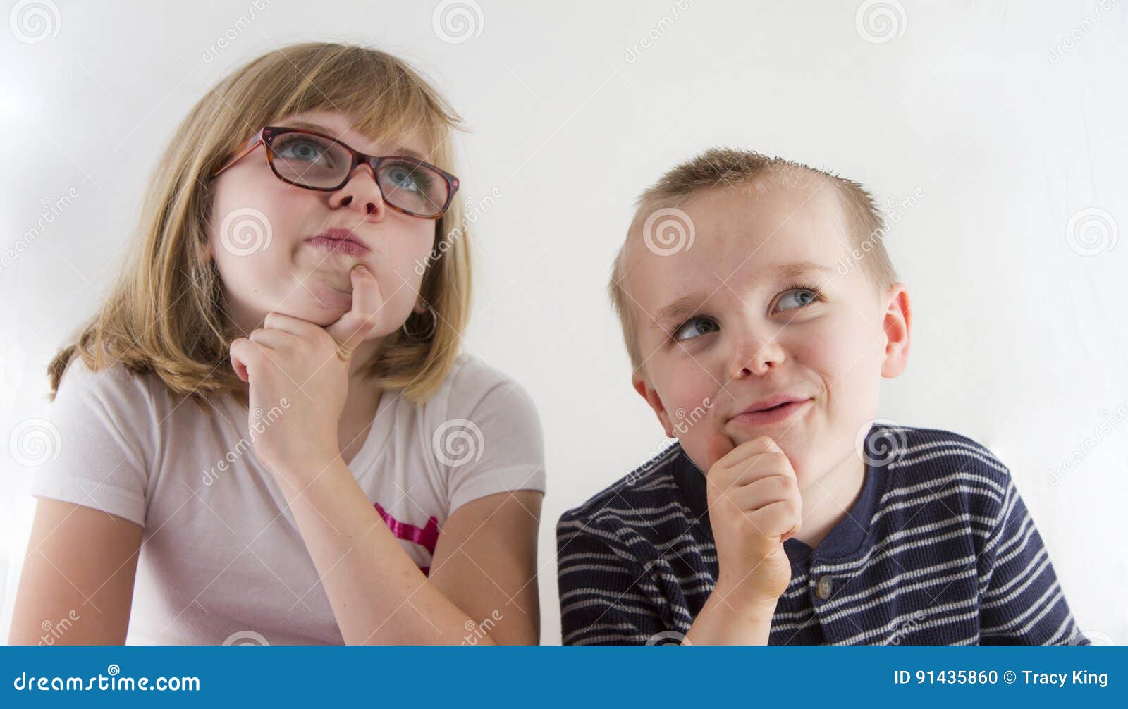 Young kids thinking stock photo. Image of casual, pride - 91435860