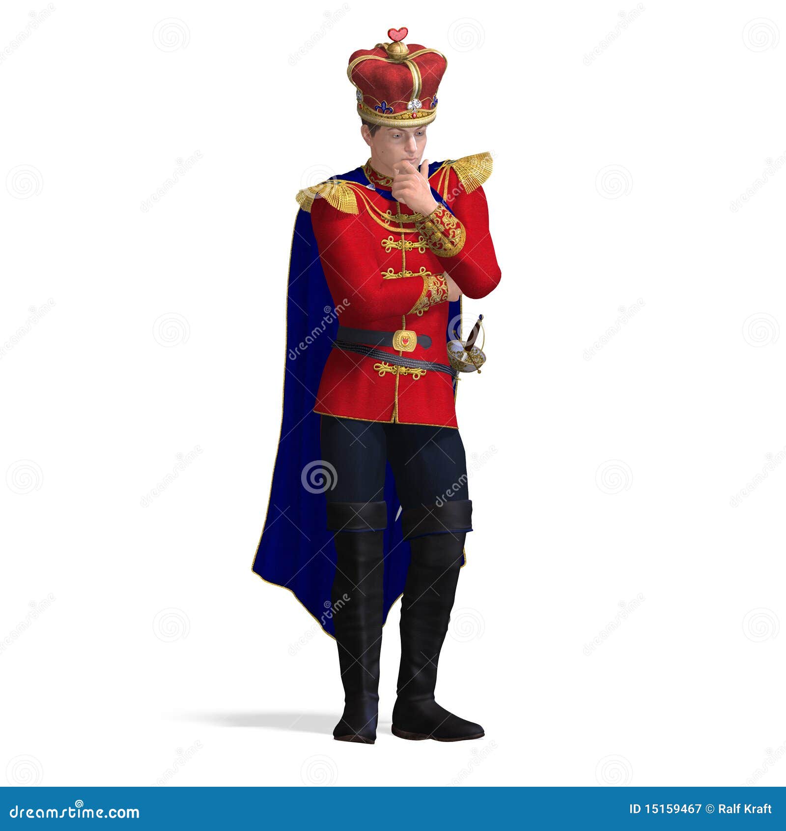 King Thinking. Pensive And Worried Monarch Sitting On His Throne ...