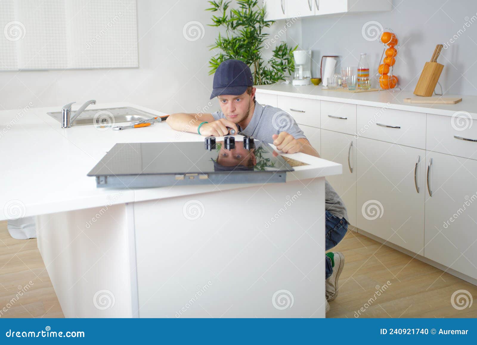 Young Kitchen Installer at Carpenter Work Stock Photo - Image of ...