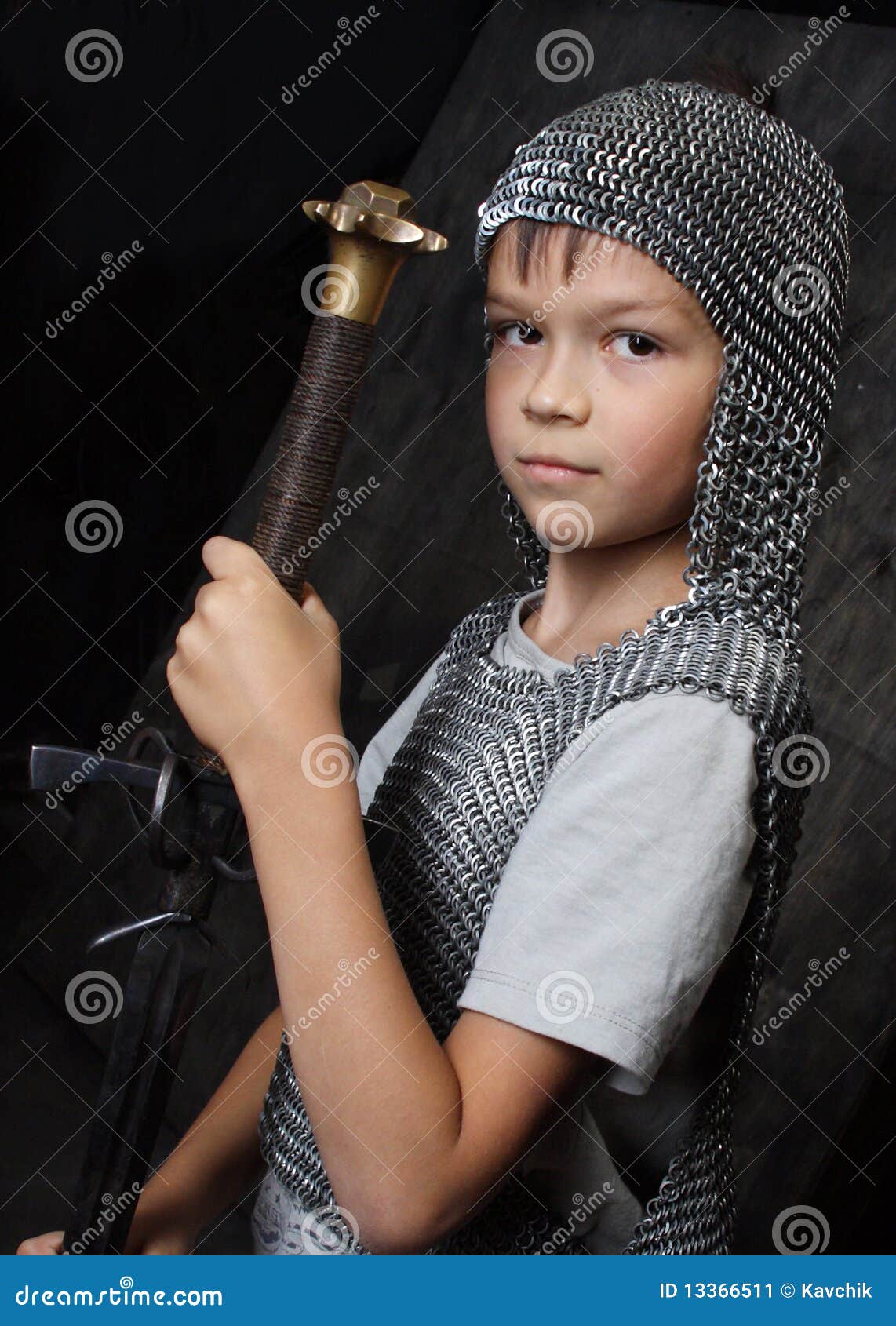 The young knight stock image. Image of child, armour - 13366511