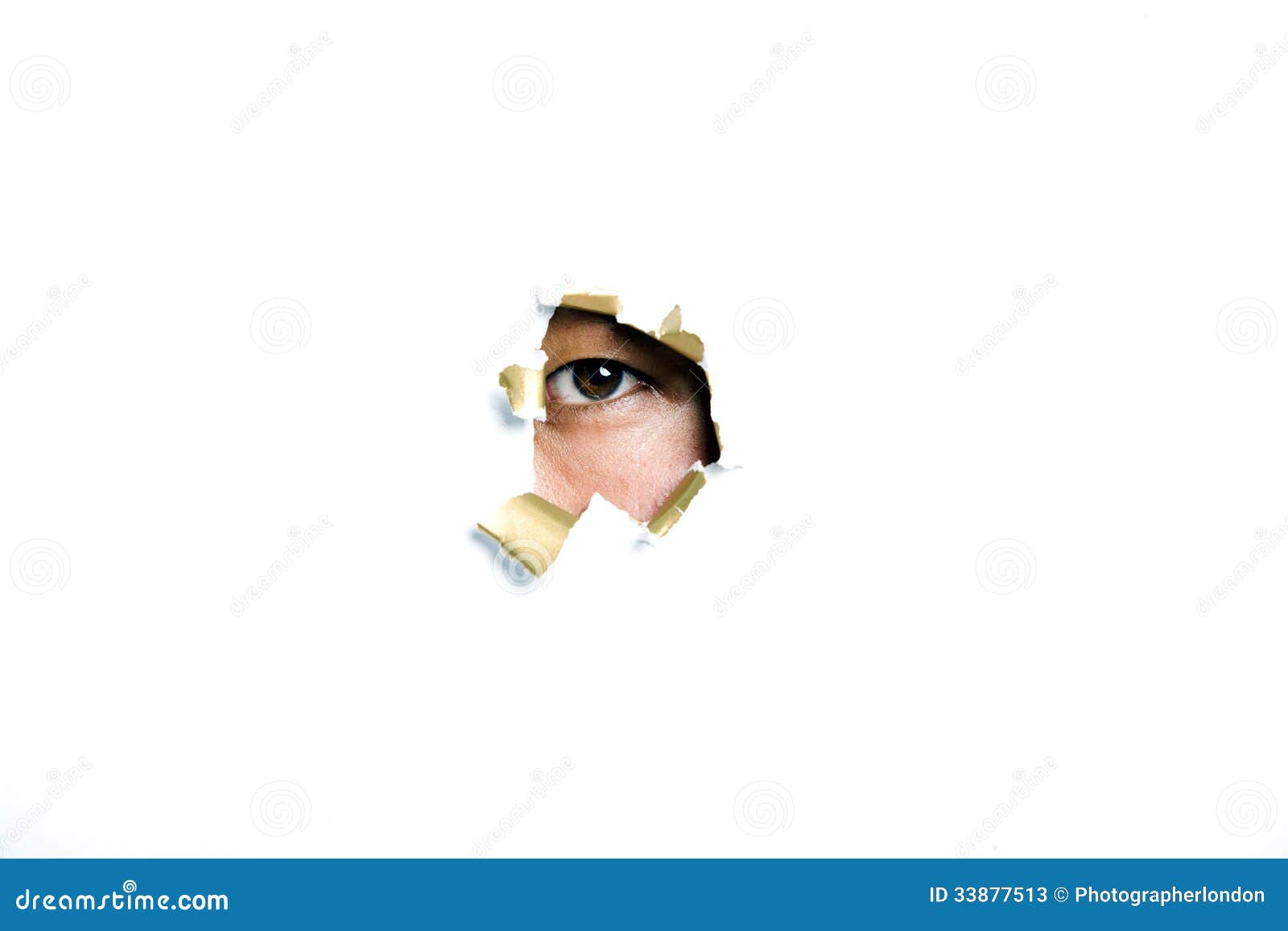 Young Korean Man Looking Through Ripped Paper Hole Royalty-Free Stock ...