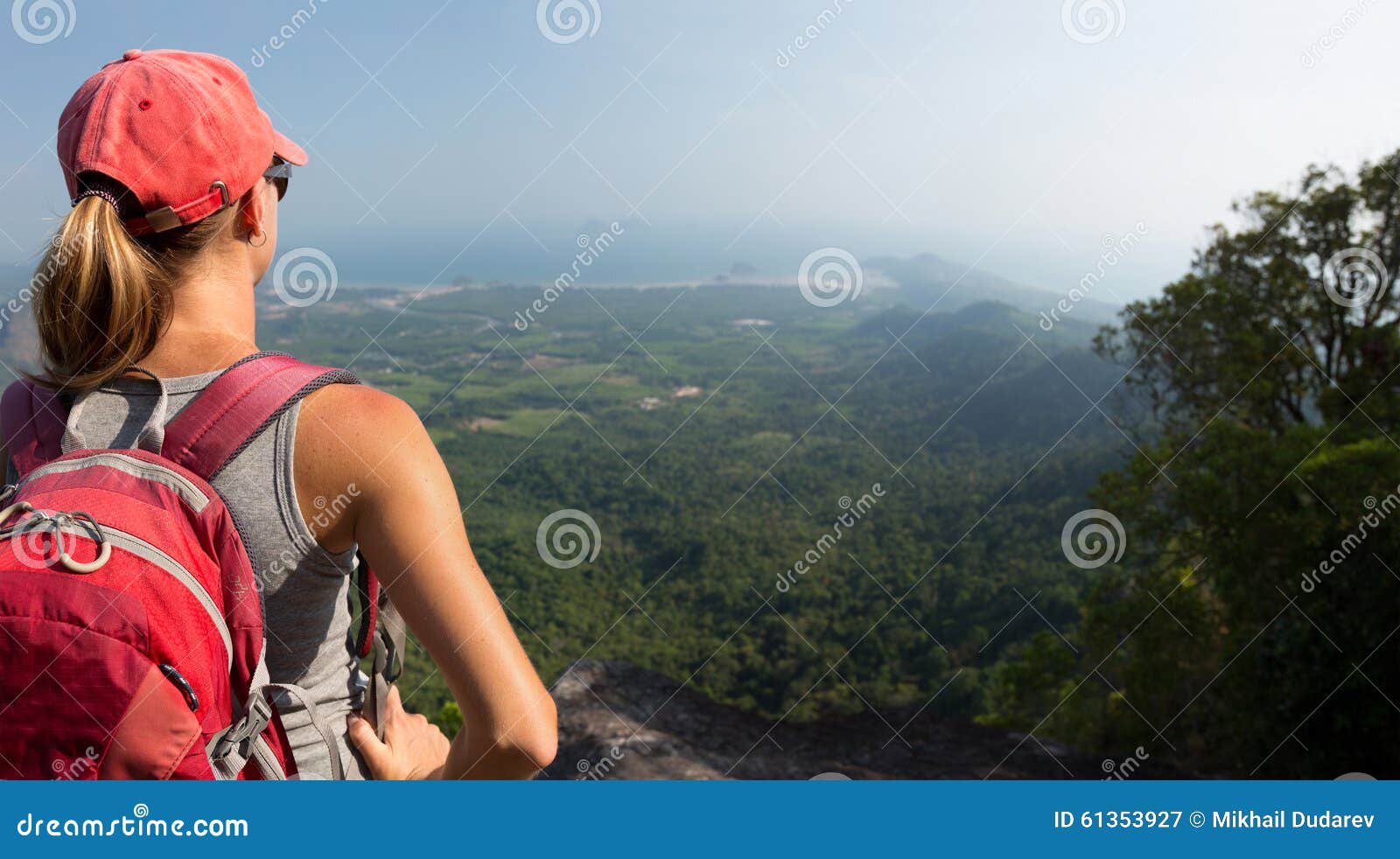 Young lady with backpack stock image. Image of peak, edge - 61353927