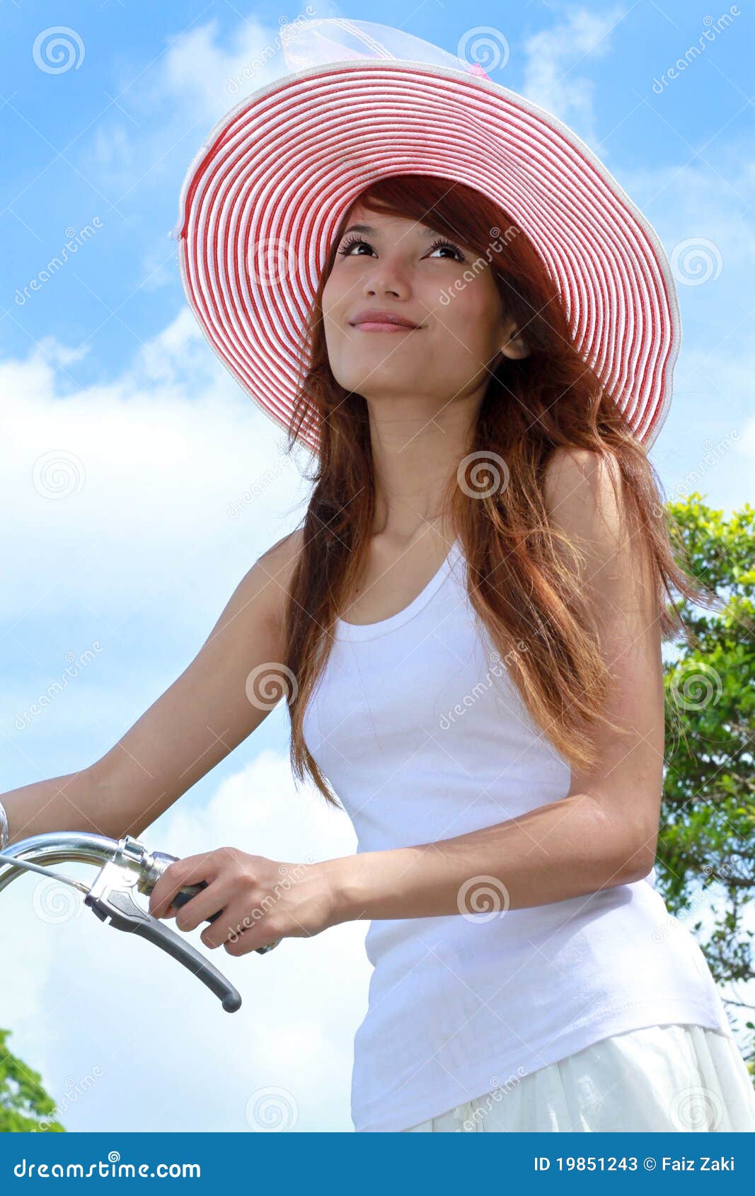 Young Lady with bicycle stock image. Image of outdoor - 19851243