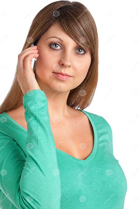 Young lady calling stock photo. Image of call, green - 13855368