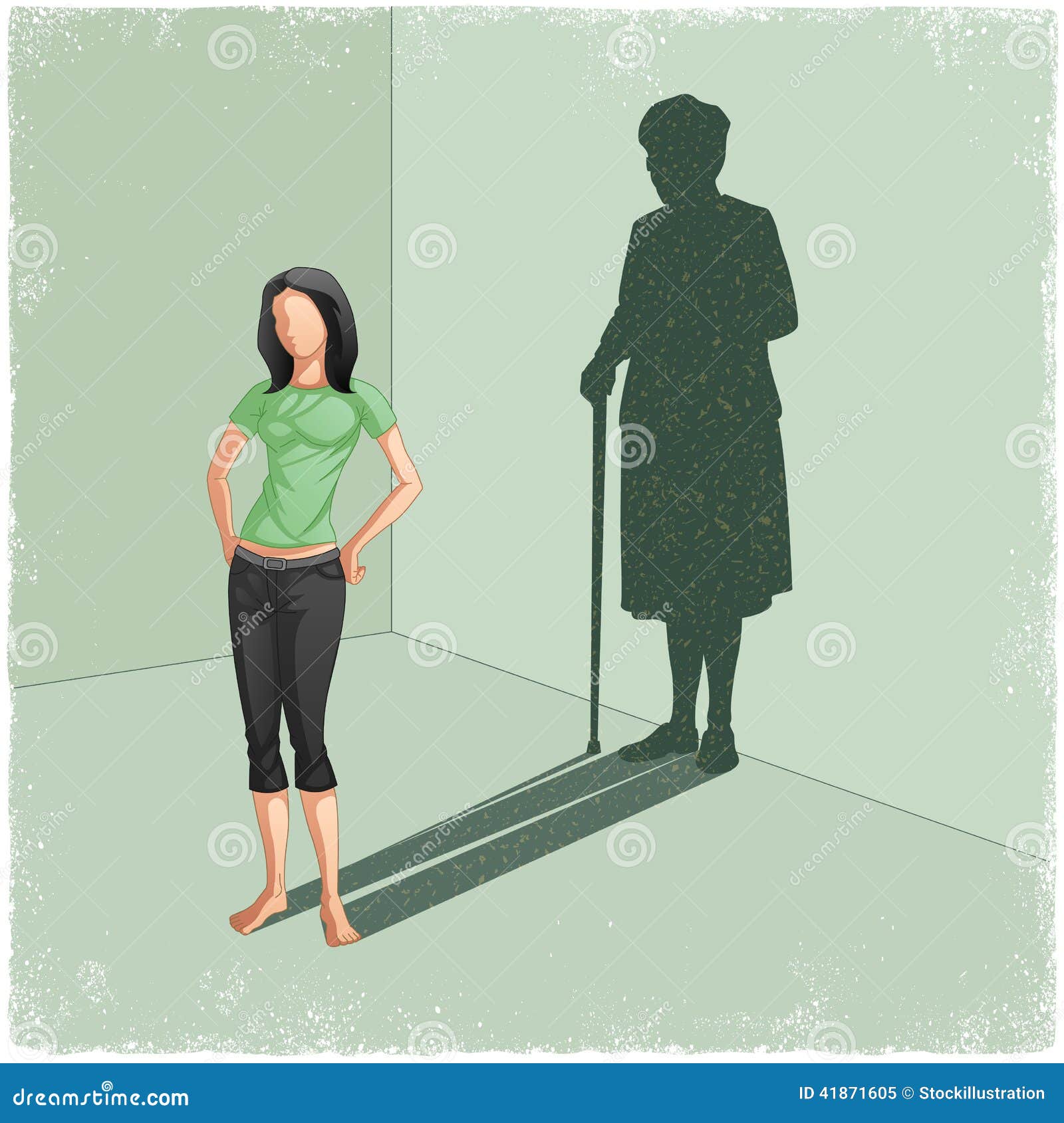 Young Lady Casting Shadow Of Old Woman Cartoon Vector | CartoonDealer ...