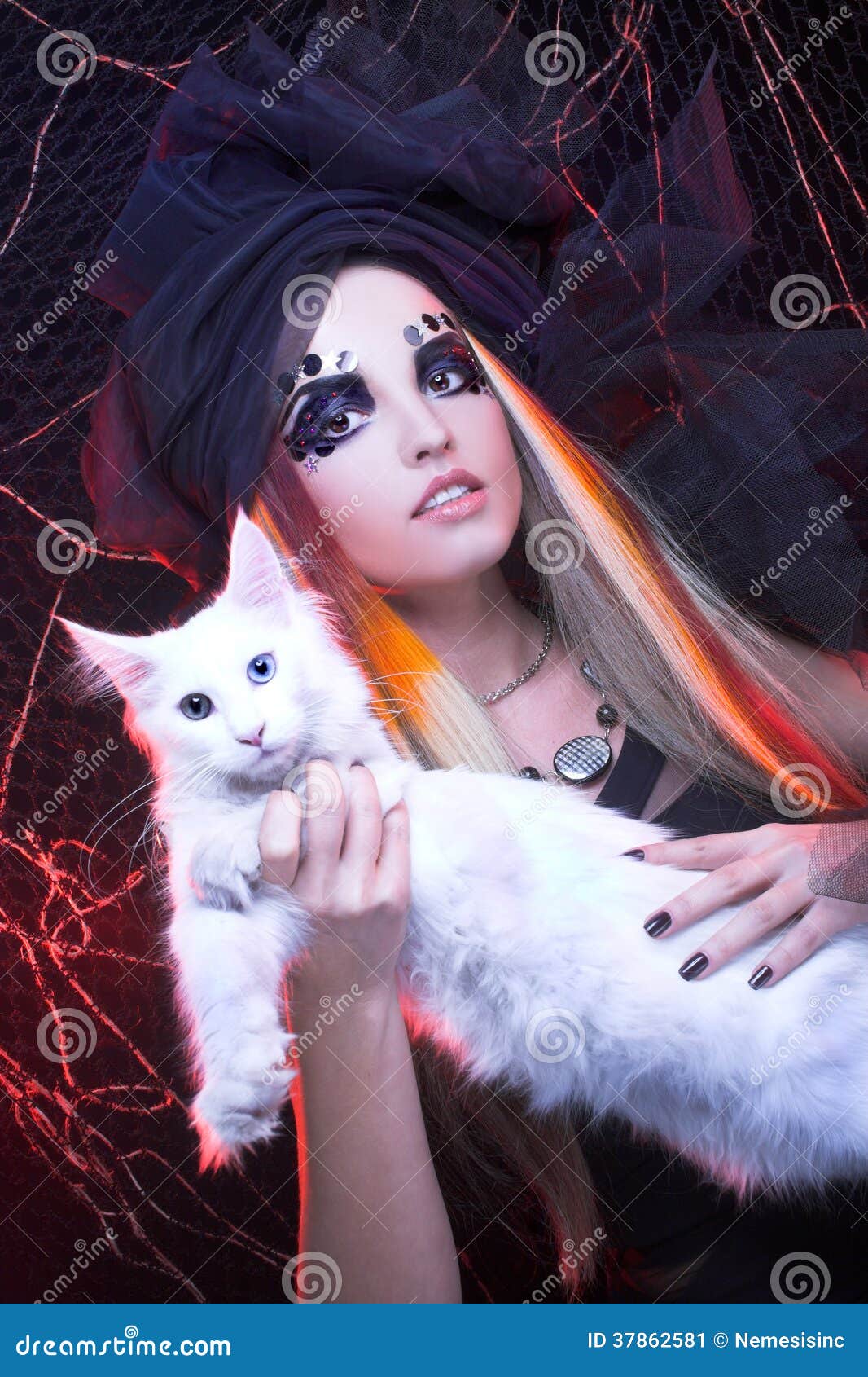 Young lady with cat. stock image. Image of bright, circus - 37862581