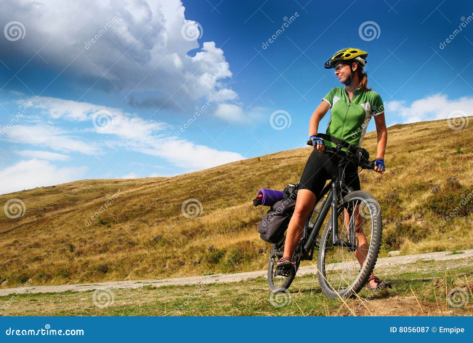 Young Lady Cycling in the Mountains Stock Image - Image of tourist ...