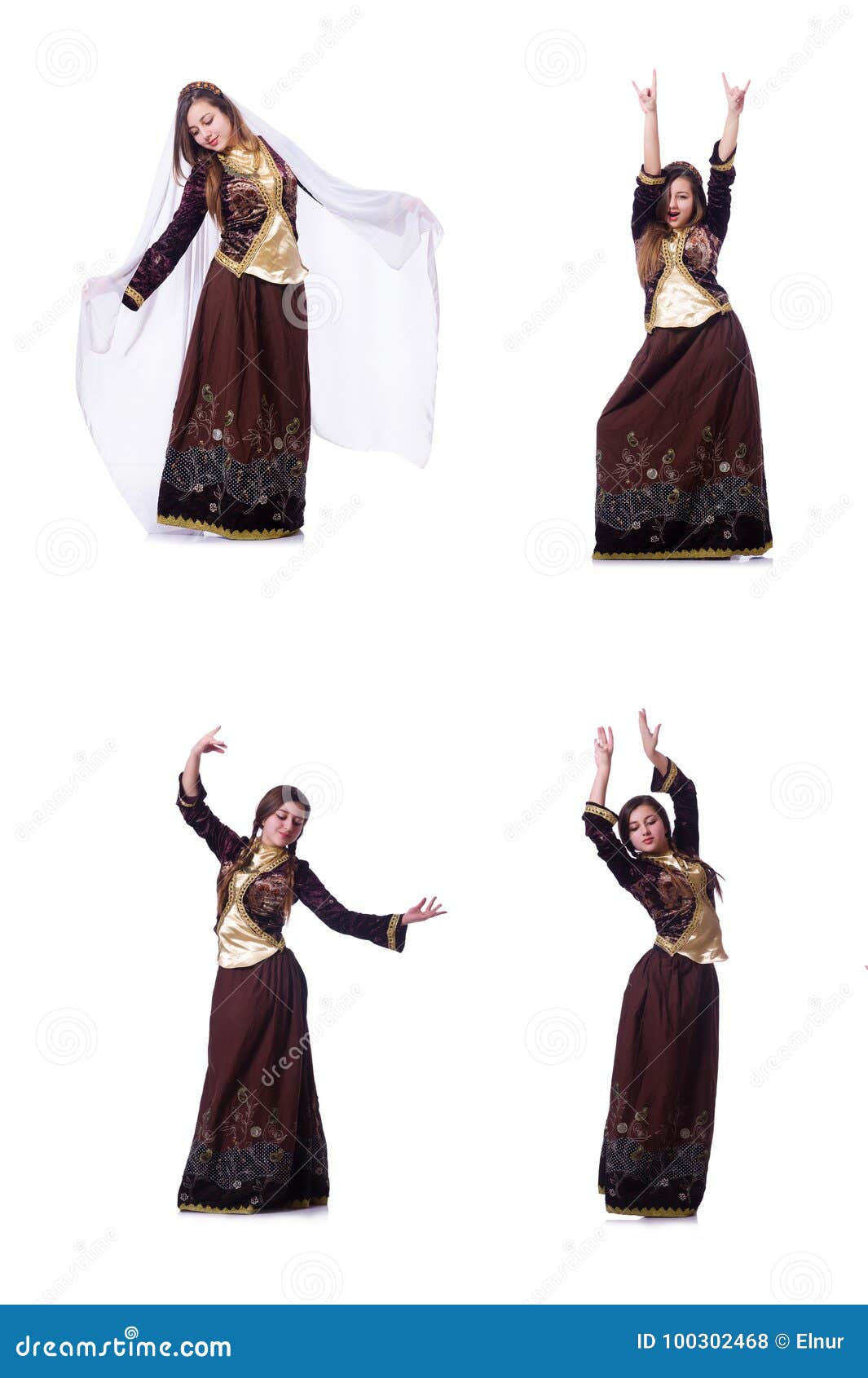 The Young Lady Dancing Traditional Azeri Dance Stock Photo - Image of ...