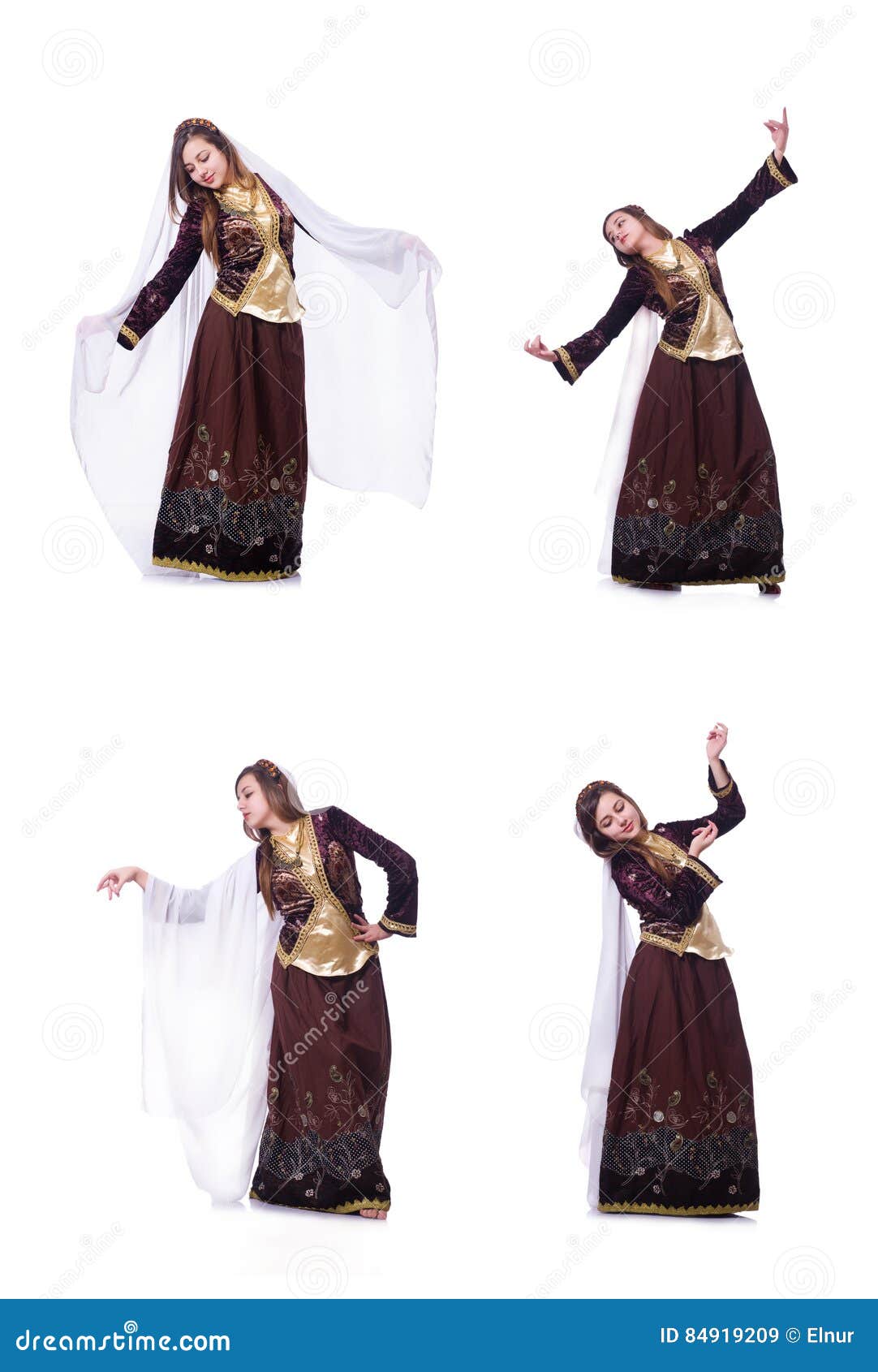 The Young Lady Dancing Traditional Azeri Dance Stock Image - Image of ...