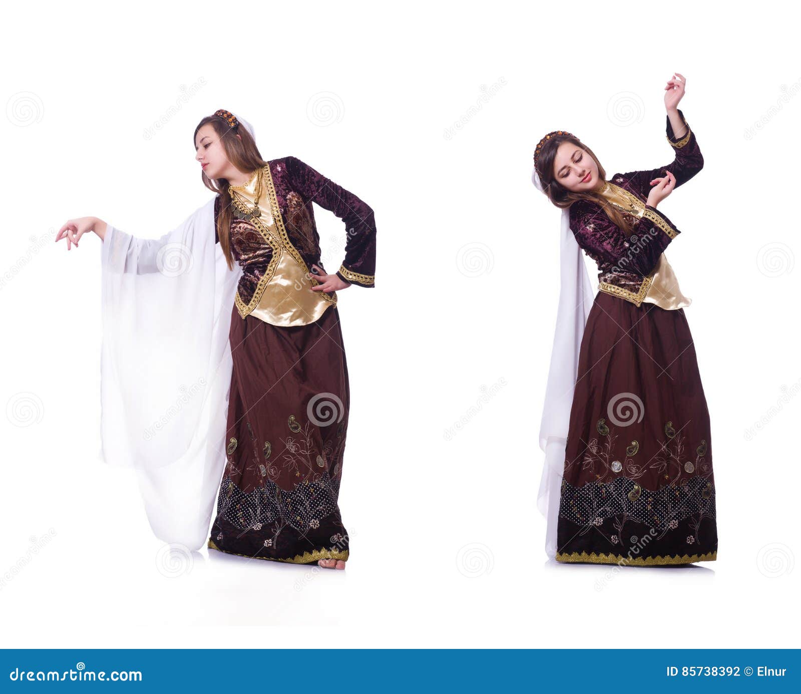 The Young Lady Dancing Traditional Azeri Dance Stock Photo - Image of ...
