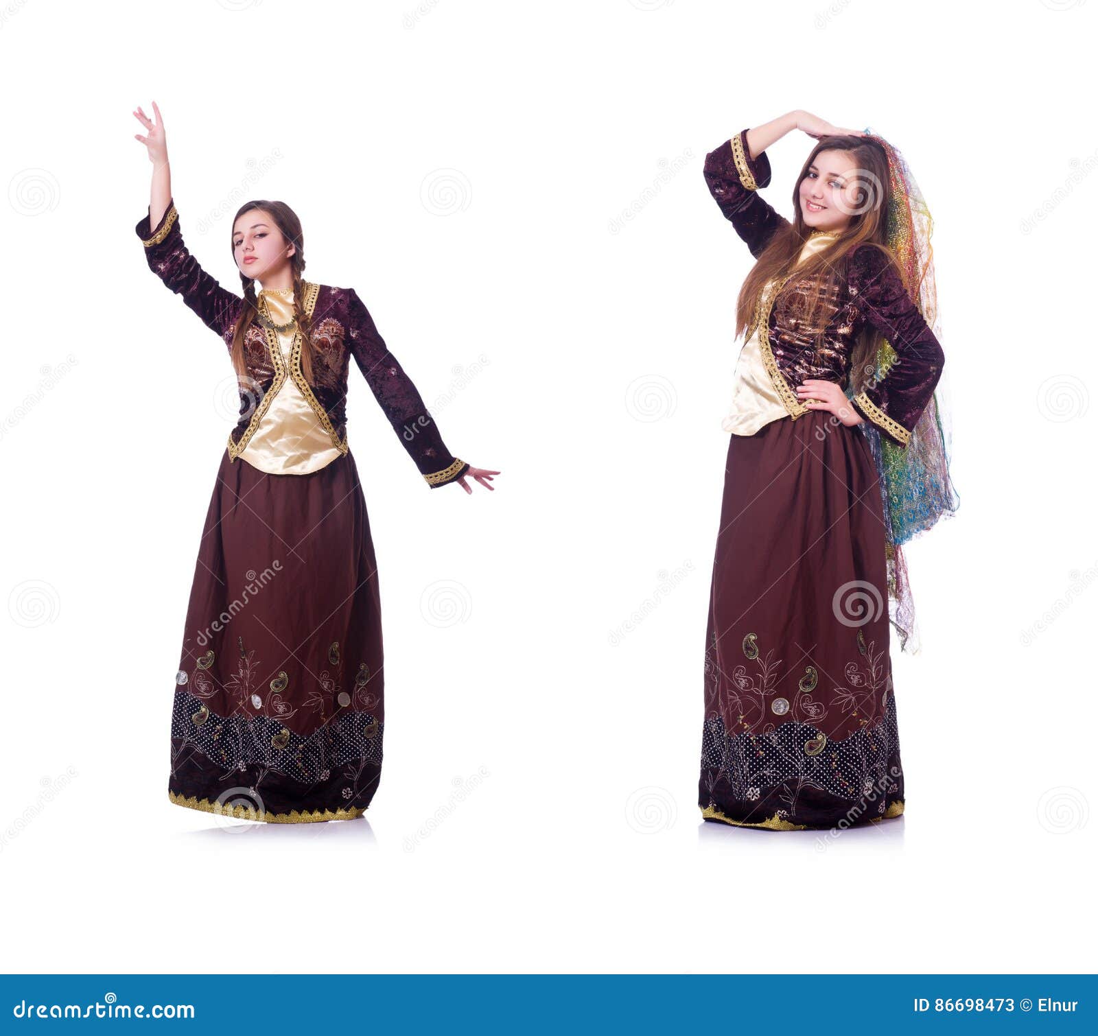 The Young Lady Dancing Traditional Azeri Dance Stock Image - Image of ...