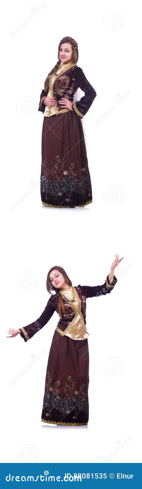 The Young Lady Dancing Traditional Azeri Dance Stock Image - Image of ...