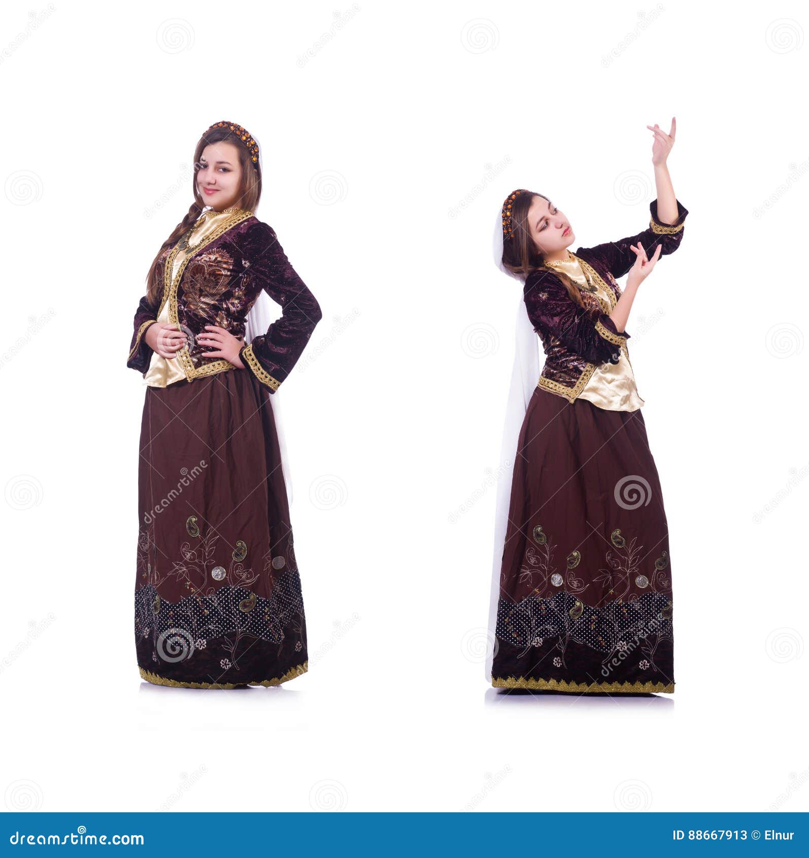 The Young Lady Dancing Traditional Azeri Dance Stock Image - Image of ...