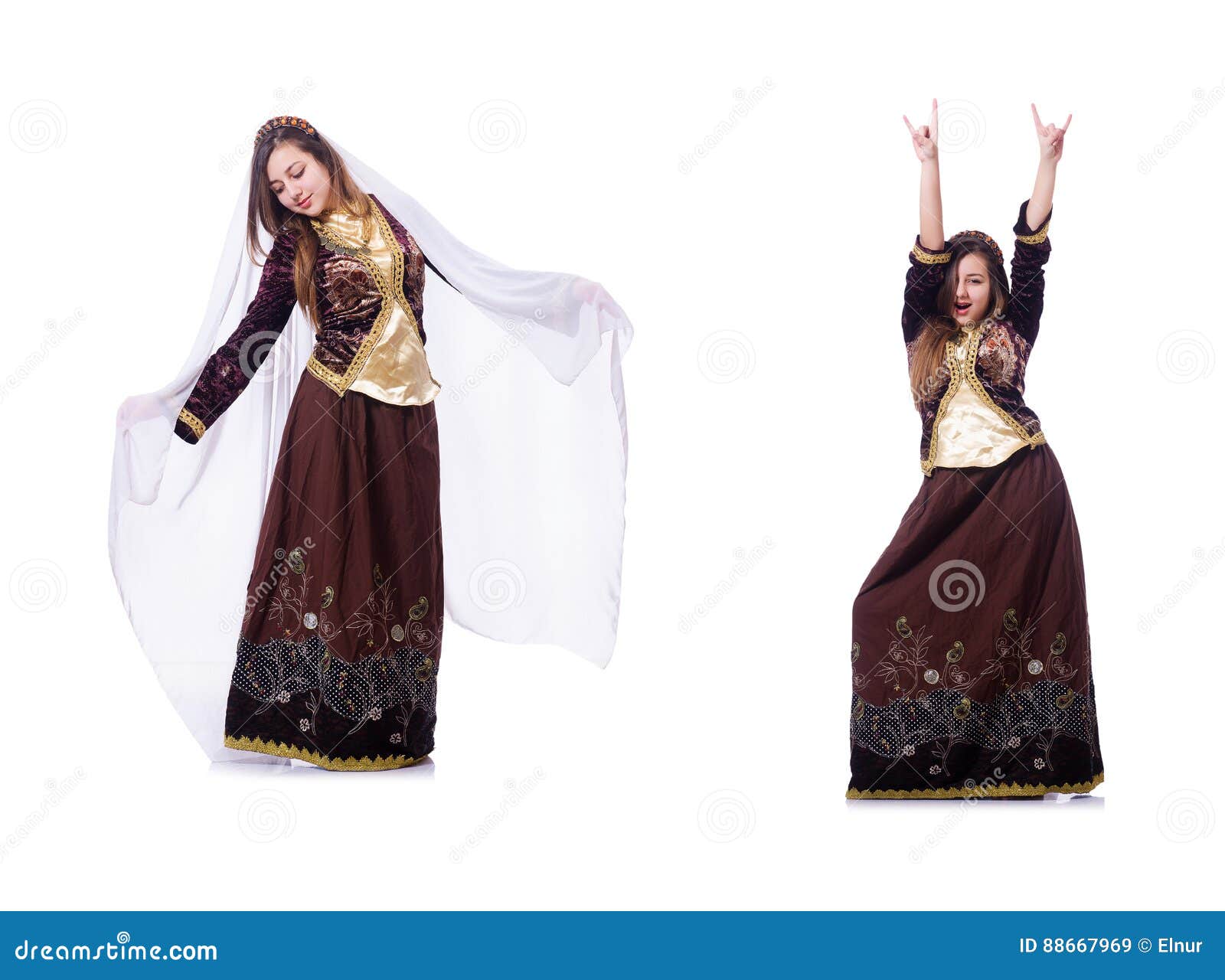 The Young Lady Dancing Traditional Azeri Dance Stock Image - Image of ...