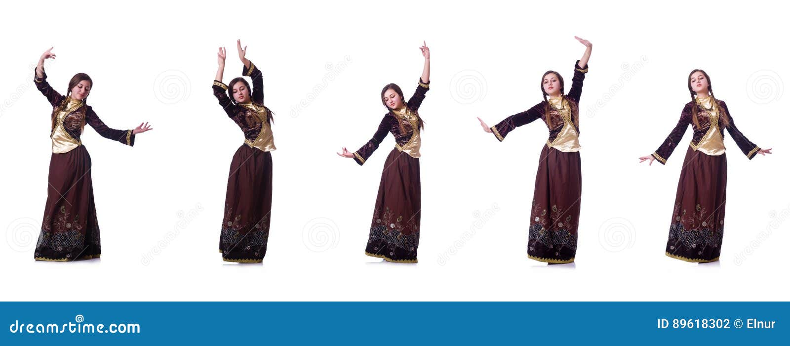 The Young Lady Dancing Traditional Azeri Dance Stock Photo - Image of ...