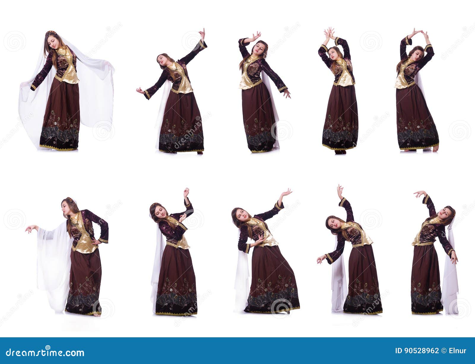 The Young Lady Dancing Traditional Azeri Dance Stock Photo - Image of ...