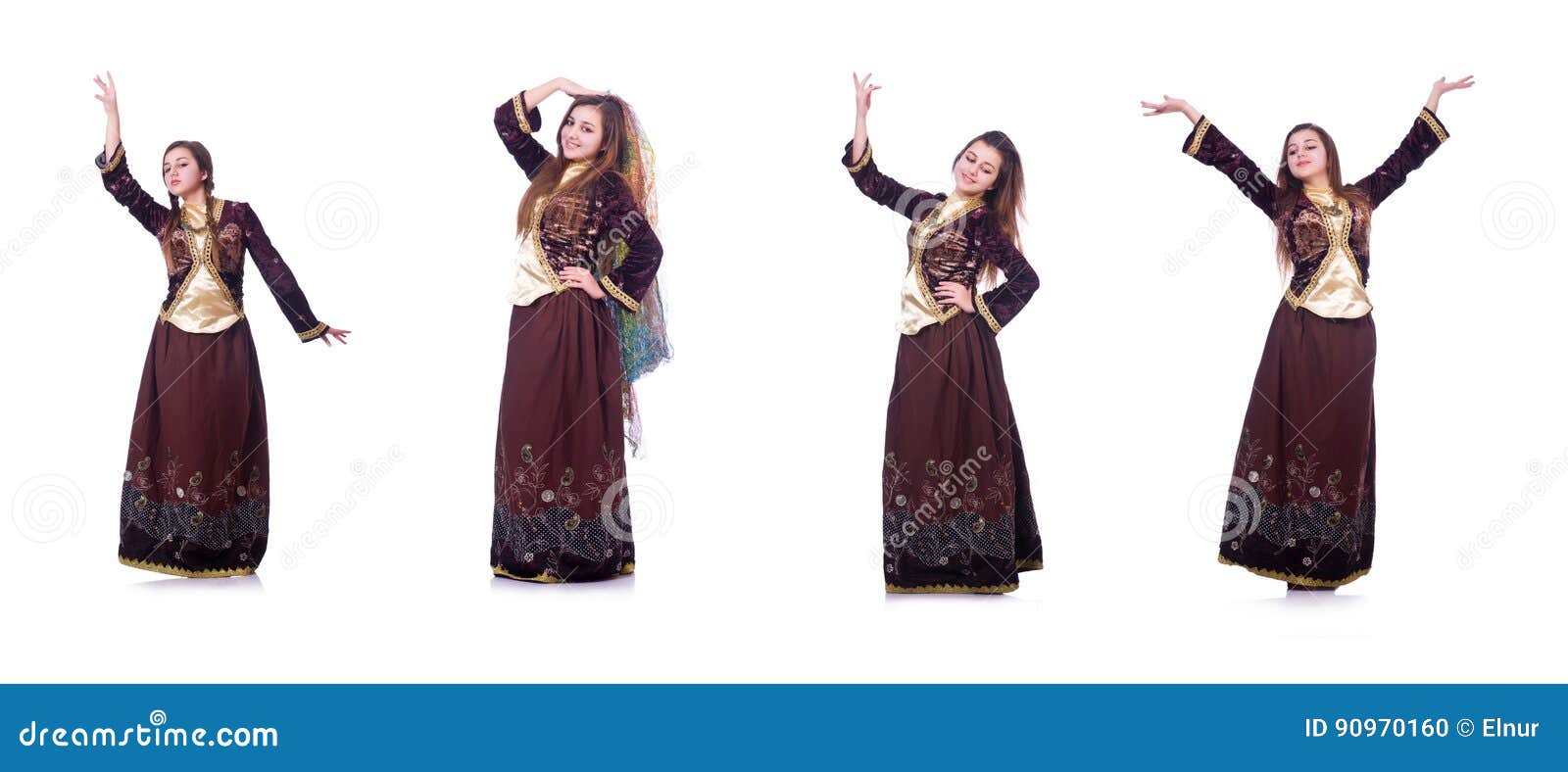 The Young Lady Dancing Traditional Azeri Dance Stock Photo - Image of ...