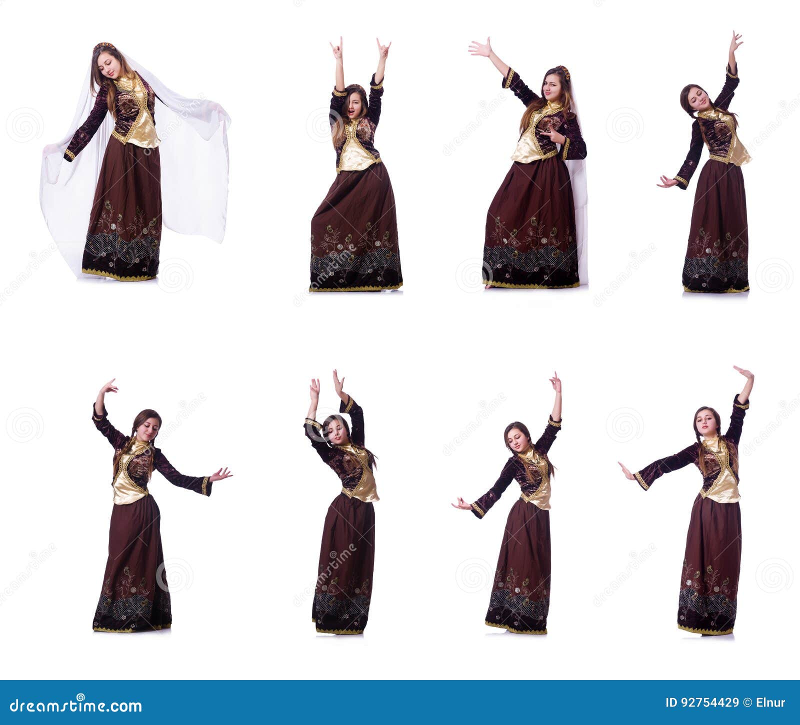 The Young Lady Dancing Traditional Azeri Dance Stock Image - Image of ...