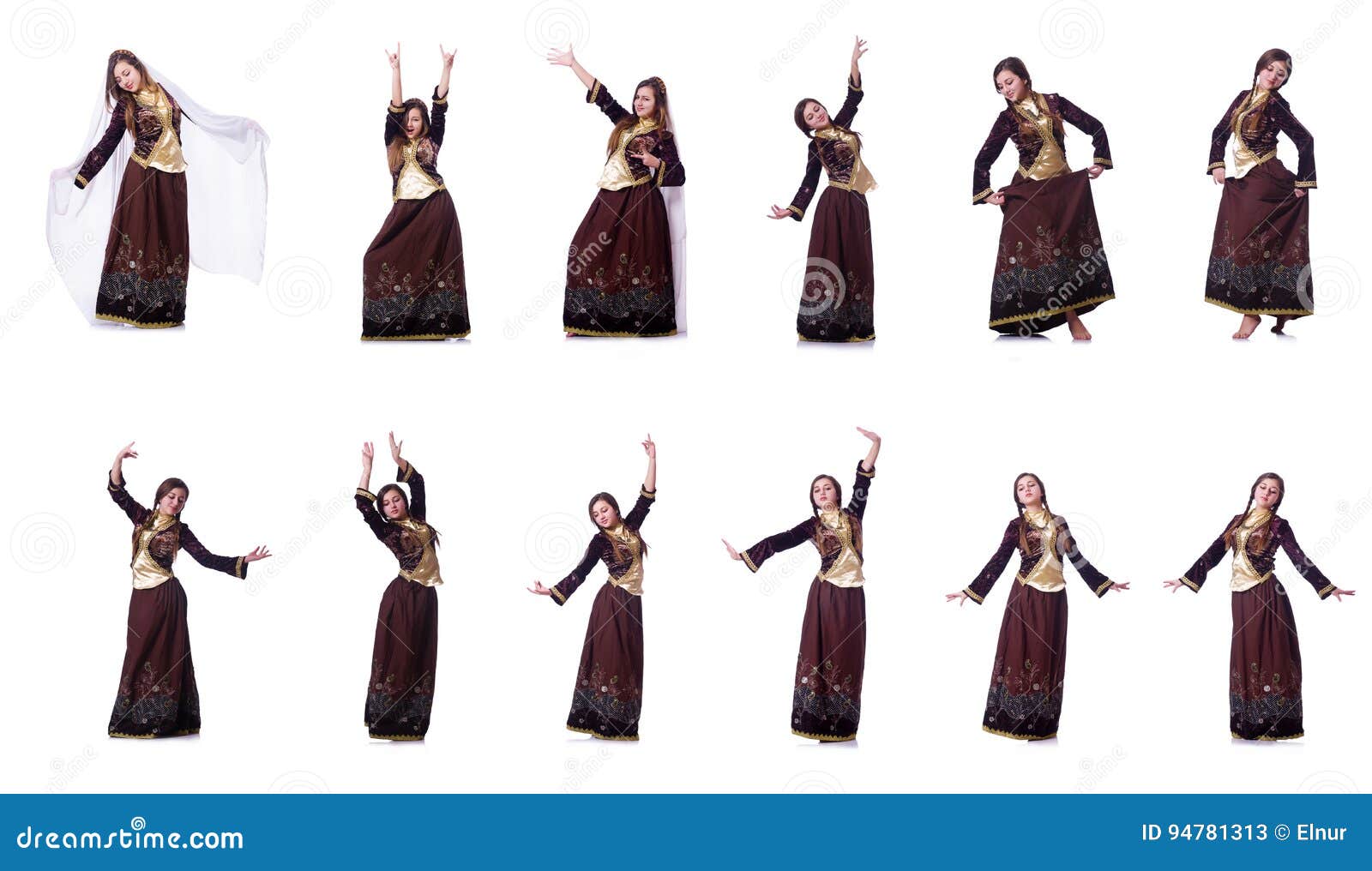 The Young Lady Dancing Traditional Azeri Dance Stock Image - Image of ...