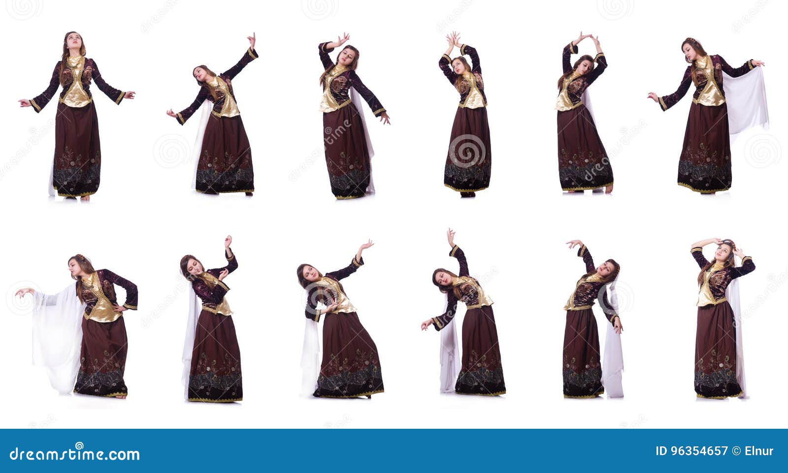 The Young Lady Dancing Traditional Azeri Dance Stock Image - Image of ...