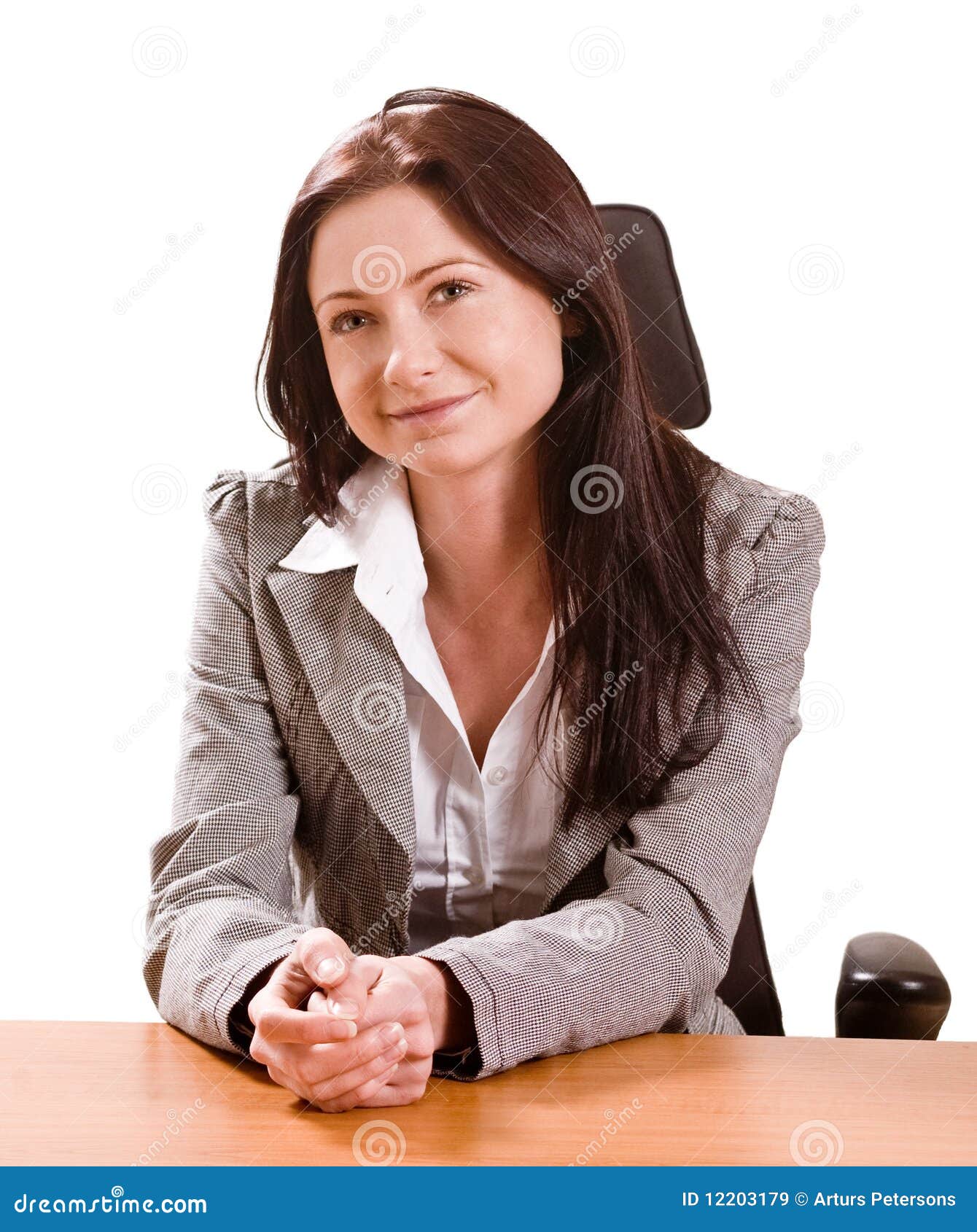 Young lady at desk stock image. Image of careful, hair - 12203179