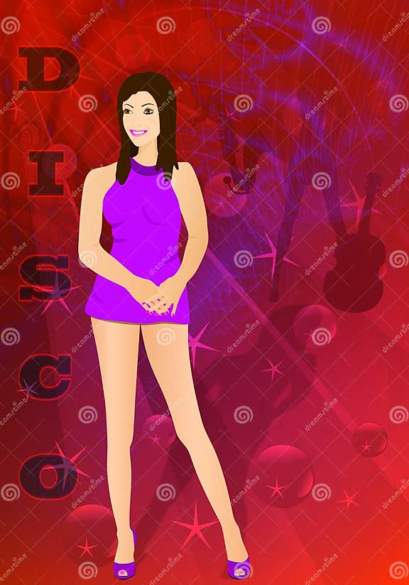 Young Lady in Disco Club, Cdr Vector Stock Vector - Illustration of ...