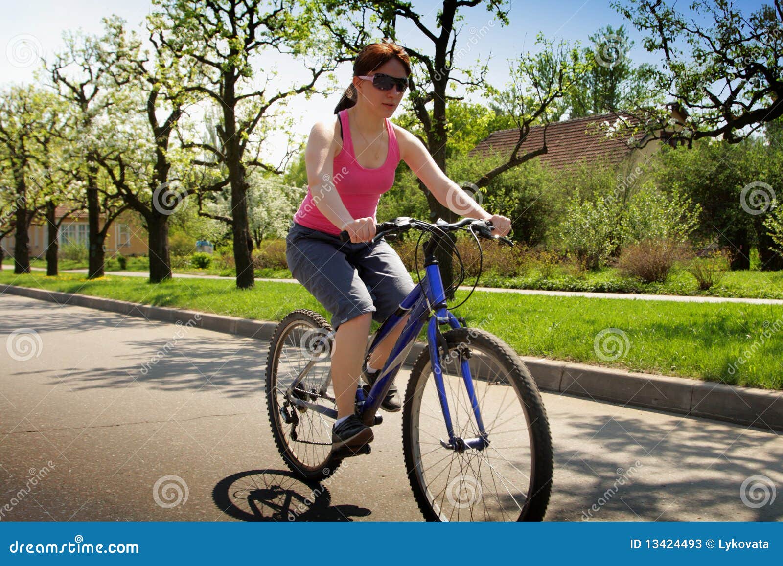 Young Lady Driving a Bicycle Stock Image - Image of cycle, bicycle ...