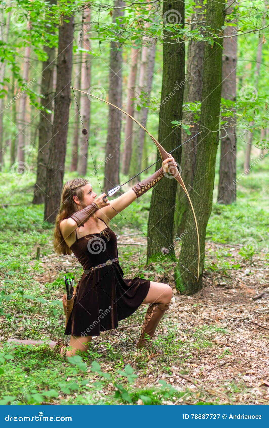 Young Lady Elf with a Long Bow Stock Image - Image of lady, fiction ...