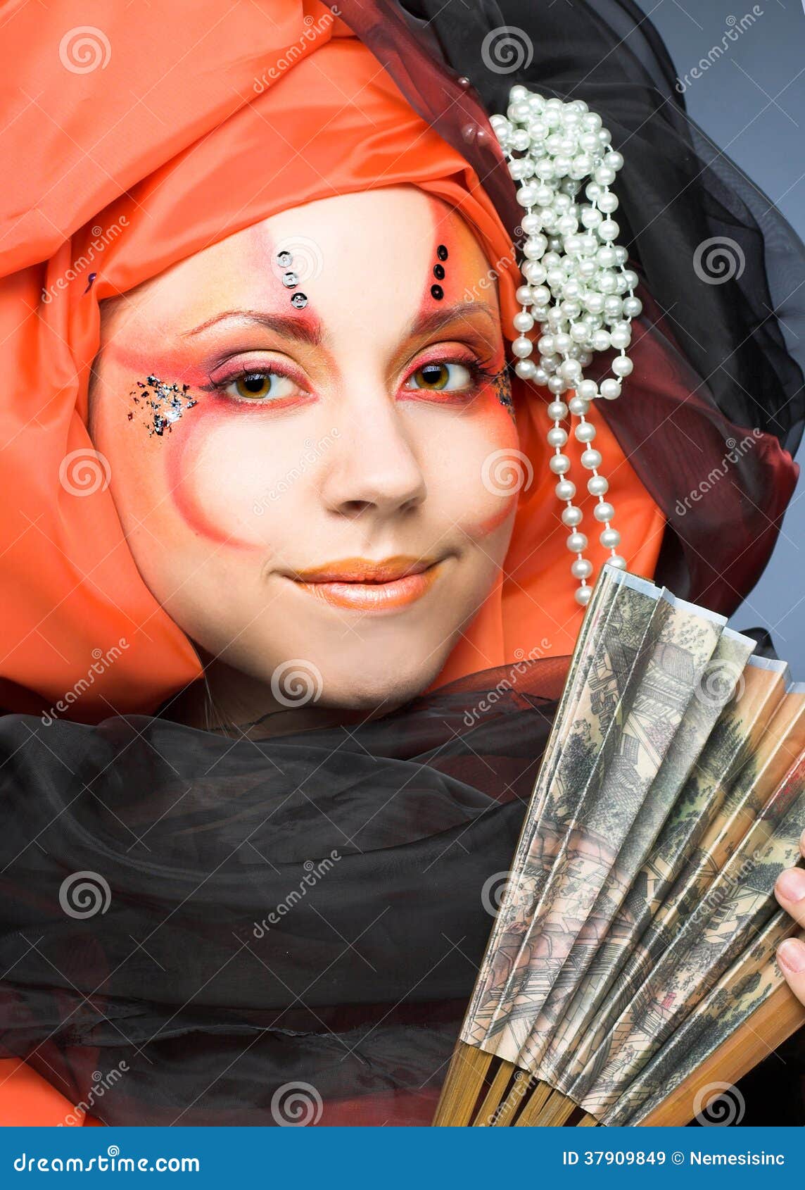 Young lady with fan stock image. Image of glamour, person - 37909849