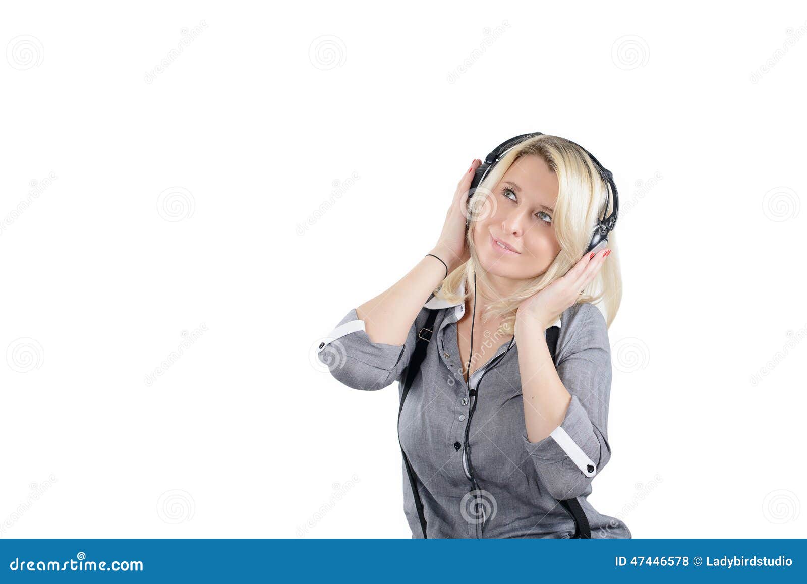 Young Lady in a Headset Enjoying Music Stock Photo - Image of lifestyle ...